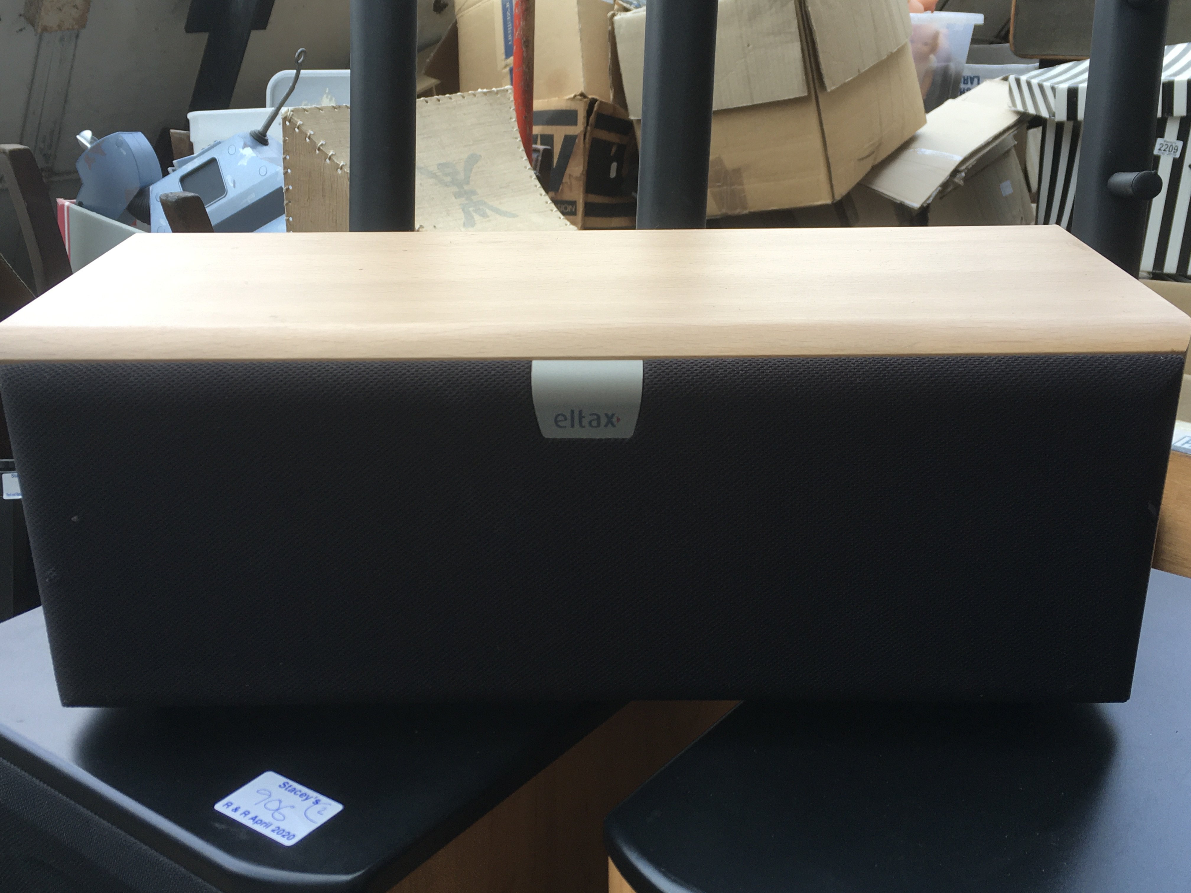 A pair of Eltax symphony centre tower speakers and sub woofer (3).