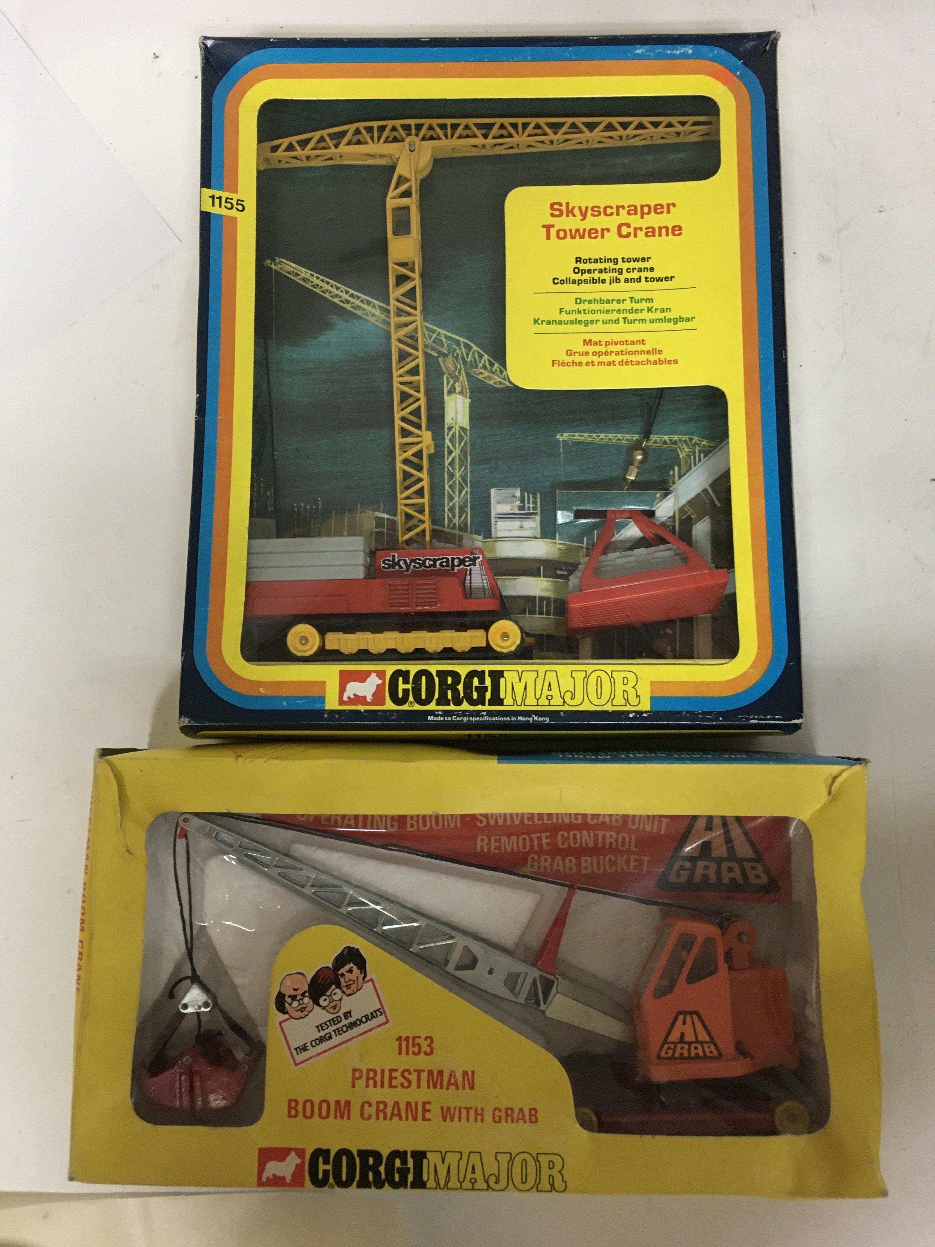 Corgi Major toys, #1155 Skyscraper tower crane and #1153 Priestman boom ...