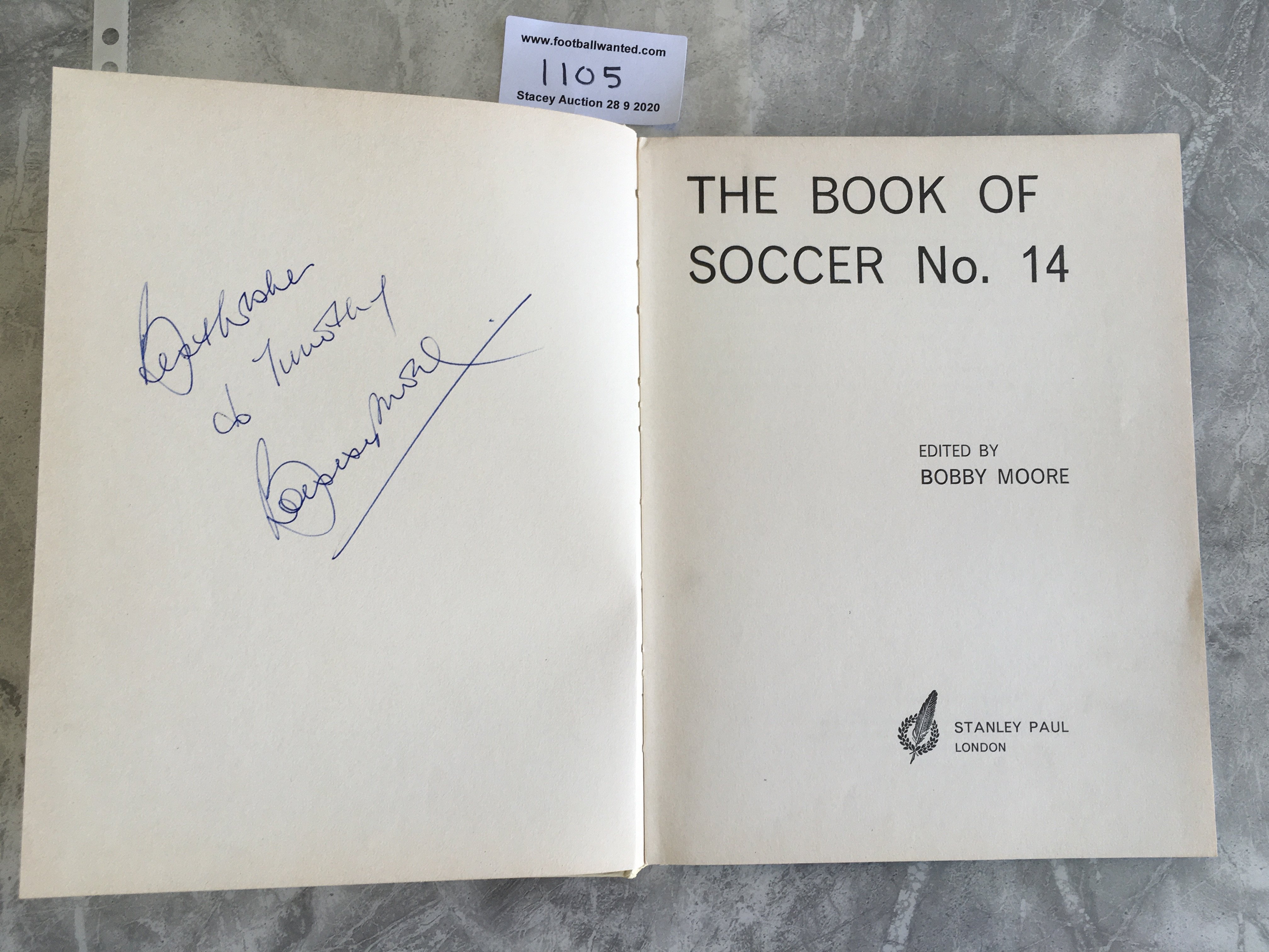 Bobby Moore Signed Football Book: The Book of Soccer number 14 edited ...