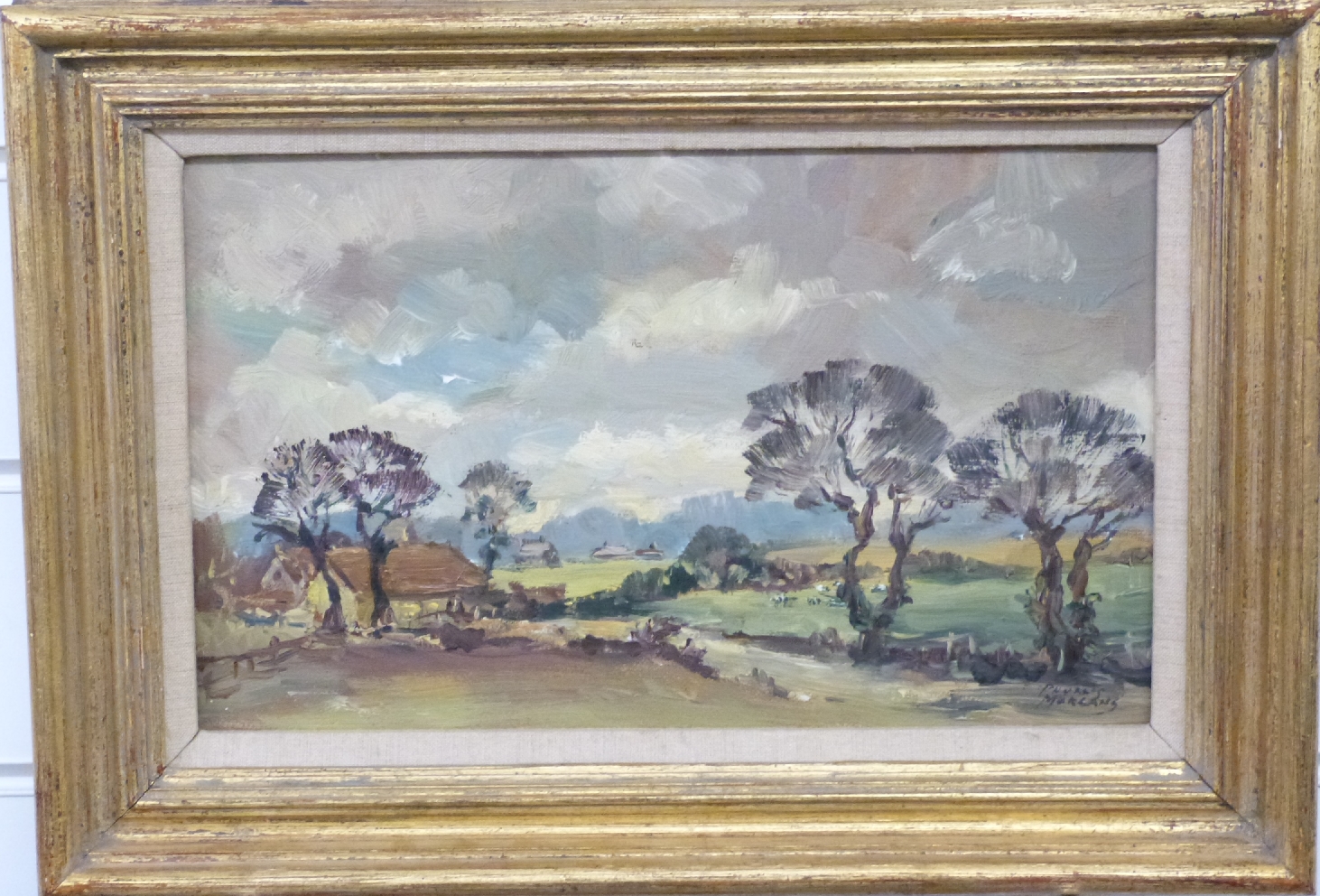 Phyllis May Morgans (British: 1911-2001) oil on board 'Cotswold Farm ...