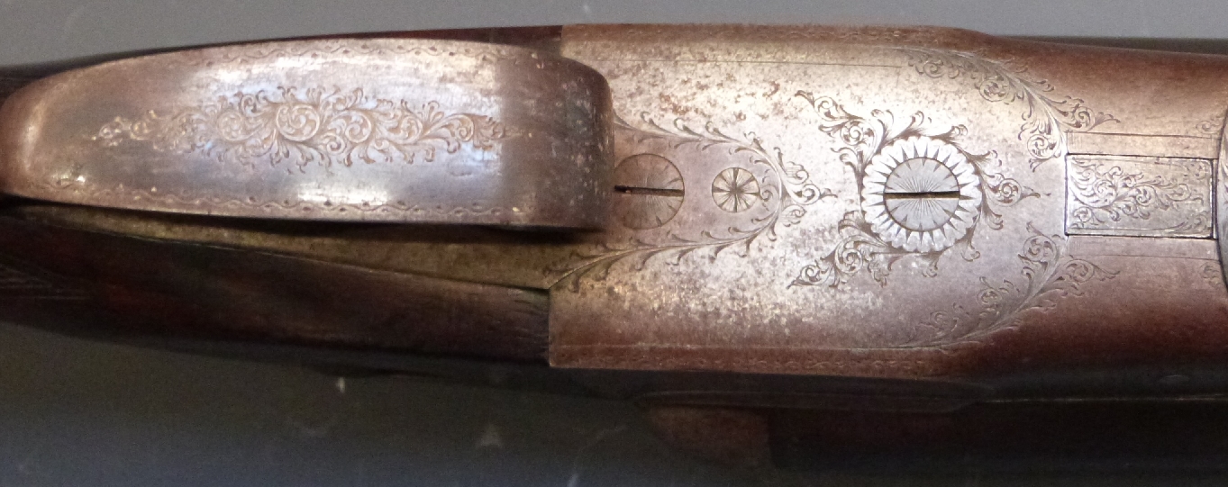 W W Greener 12 bore side by side ejector shotgun with named and ...
