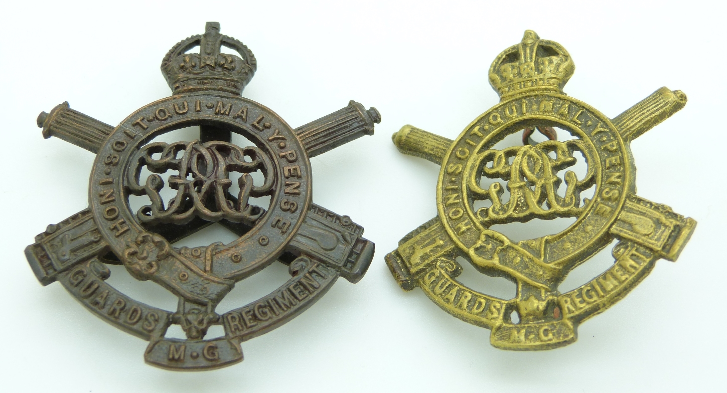 British Army Guards Machine Gun Regiment officer's bronze cap badge ...