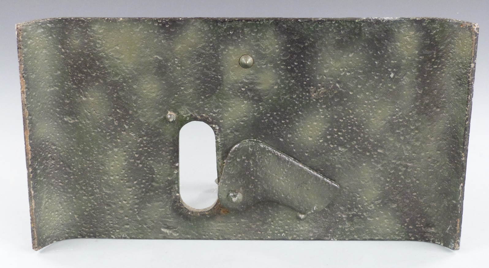 WWI sniper armour plate with stand to rear and hinged covered slot ...