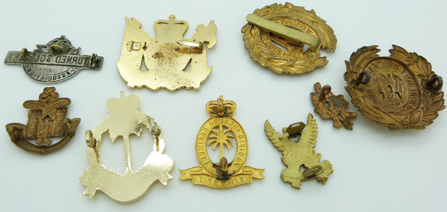 Eleven Colonial badges including New Zealand, West Indies etc
