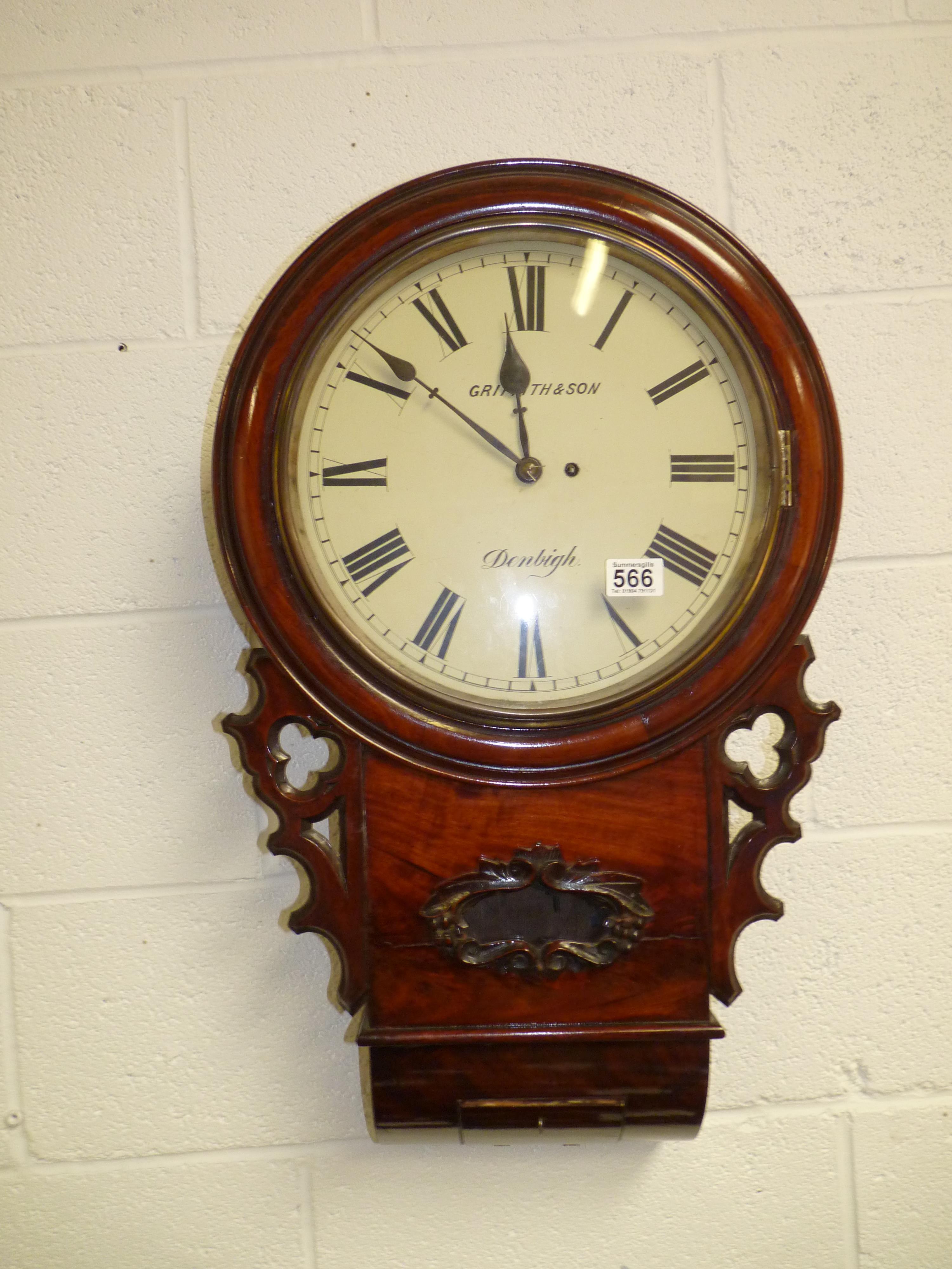 Antique Mahogany wall clock Griffith & Son Denbigh