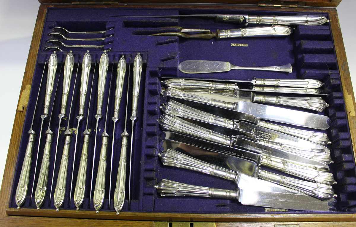 A Mappin & Webb part canteen of plated Albany pattern cutlery, within ...
