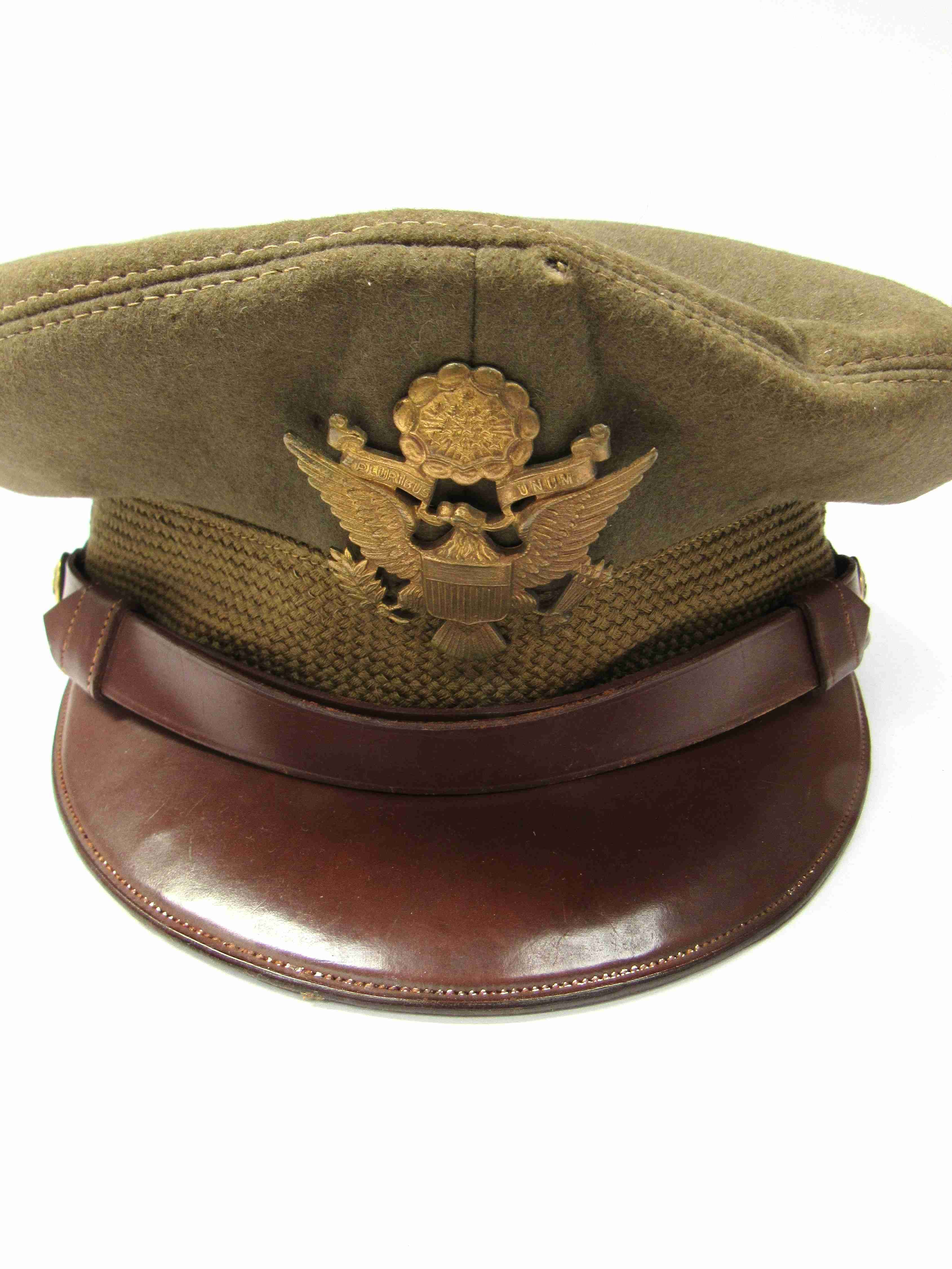 A WWII USAAF Officers "Crush Cap" with cavalry back strap, worn with ...