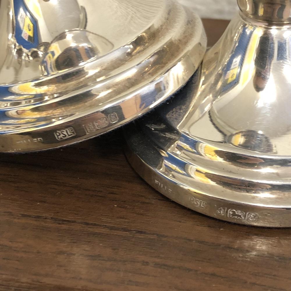 SHEFFIELD SILVER CANDLESTICK 14CM H APPROX AND A PAIR OF SHEFFIELD ...