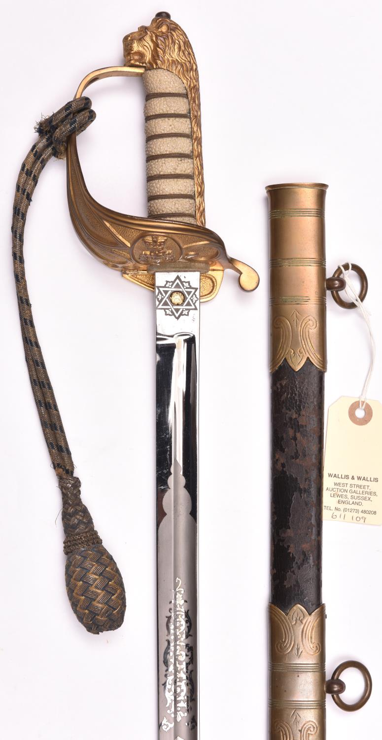 A late Vic R Naval officer’s sword, very slightly curved, fullered ...