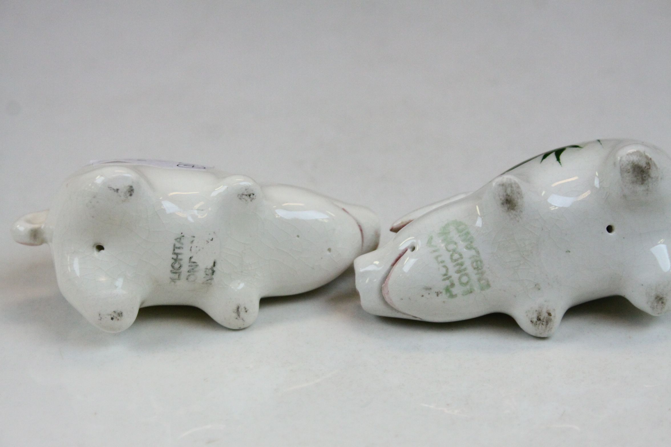 Four Plichta ceramic Pigs with hand painted Thistle designs to include ...