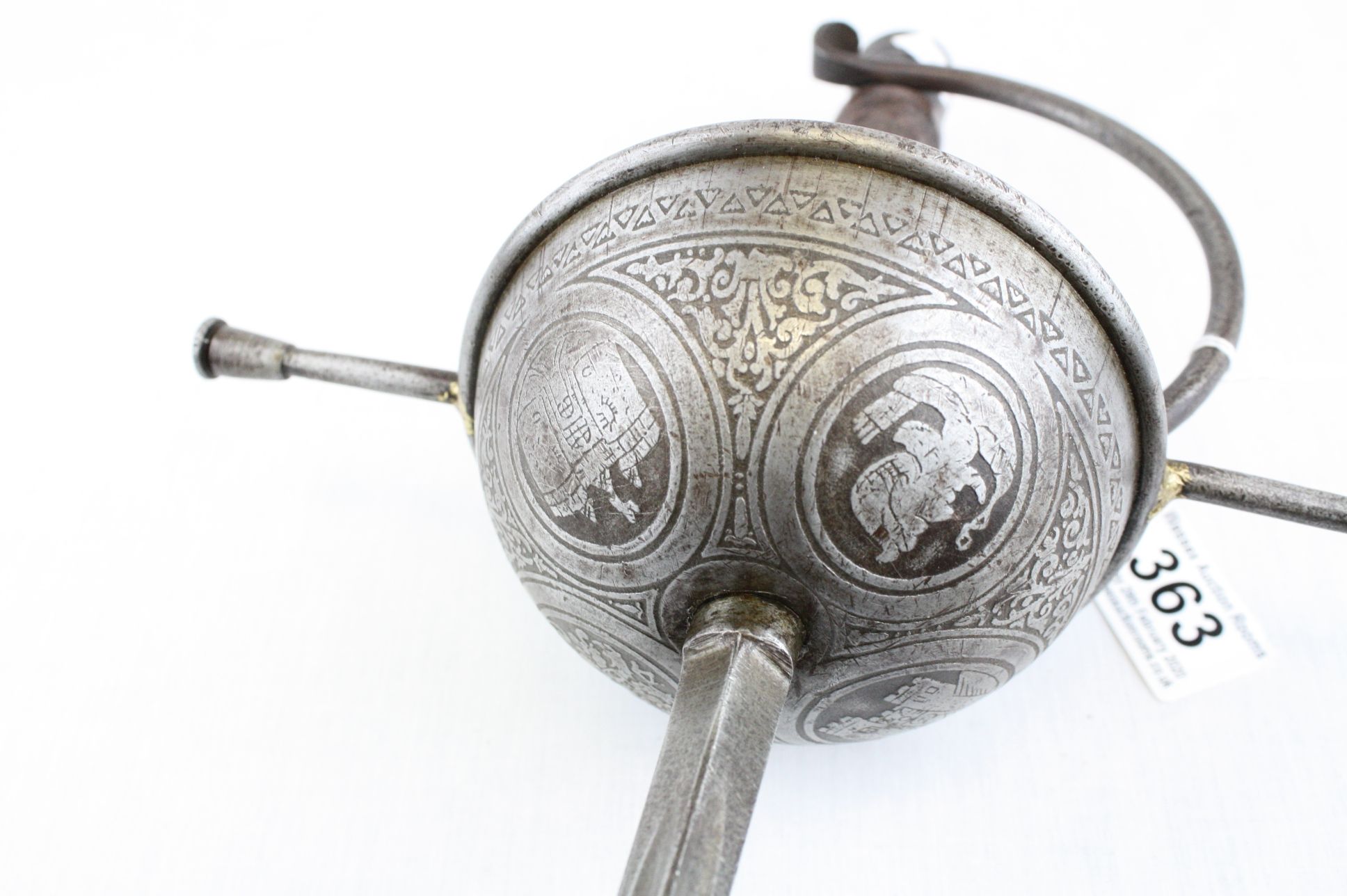 Fencing Foil or Rapier Sword with Wooden Handle, etched metal guard and ...