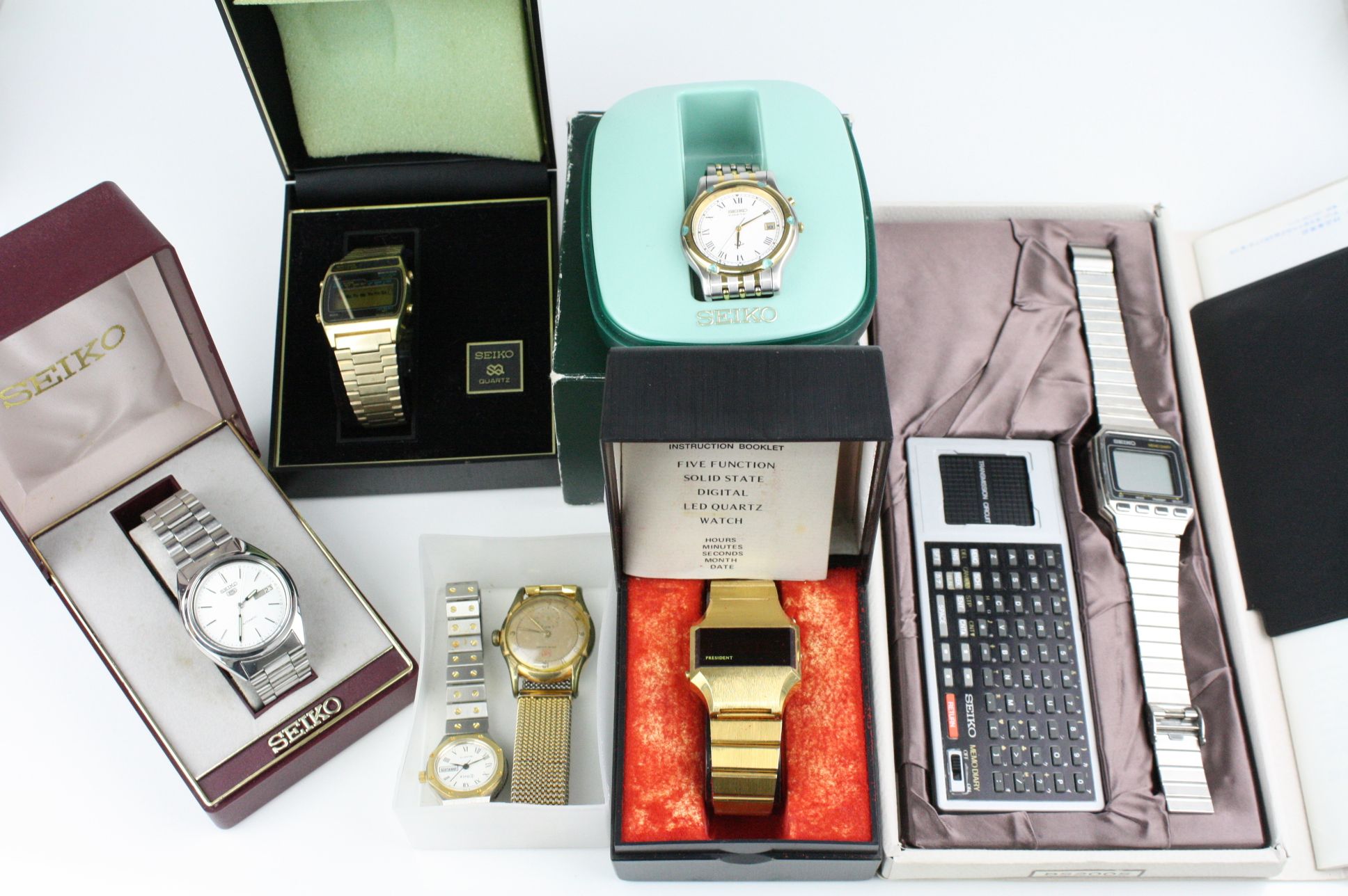 A collection of collectable wristwatches to include a Seiko Memo Diary ...