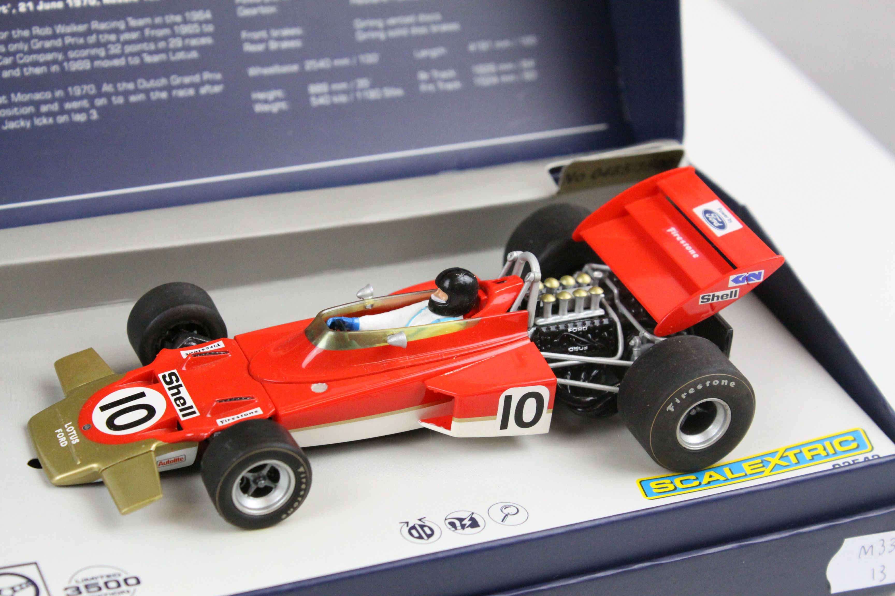 Four boxed Scalextric Legends slot cars to include C3703a Lotus 72 ...