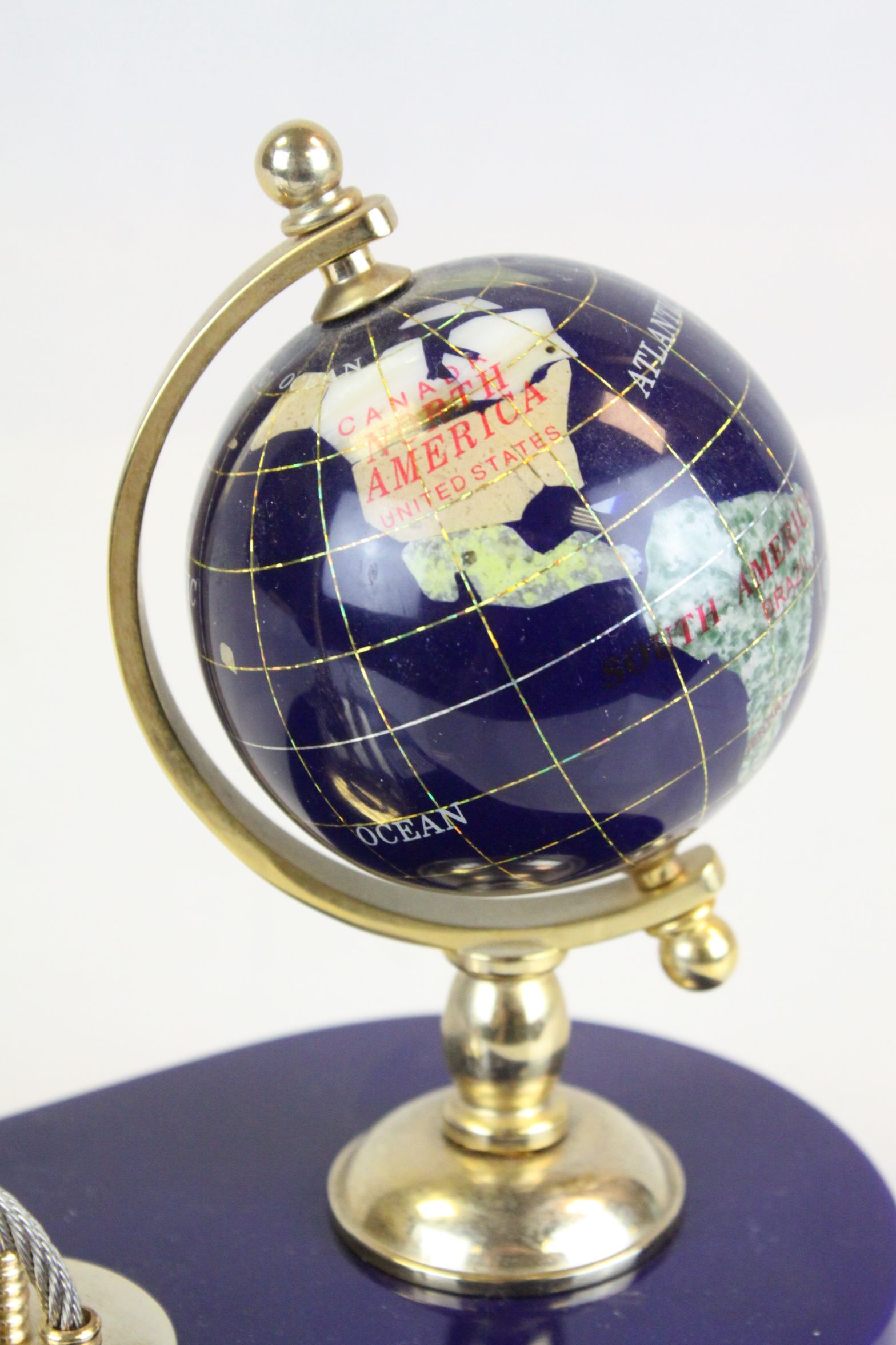 Gem stone globe desk set
