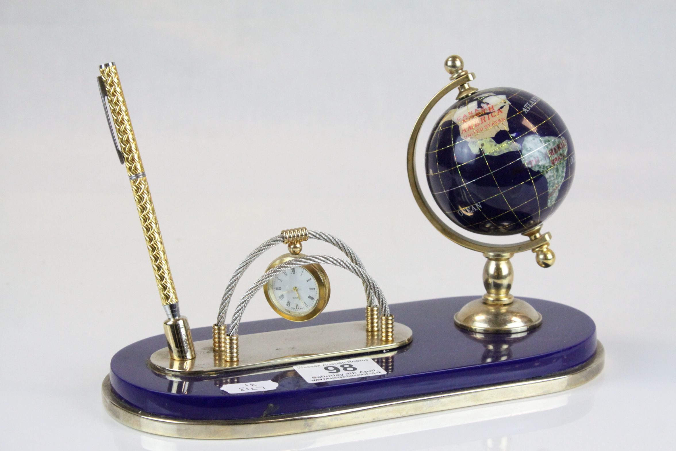 Gem stone globe desk set