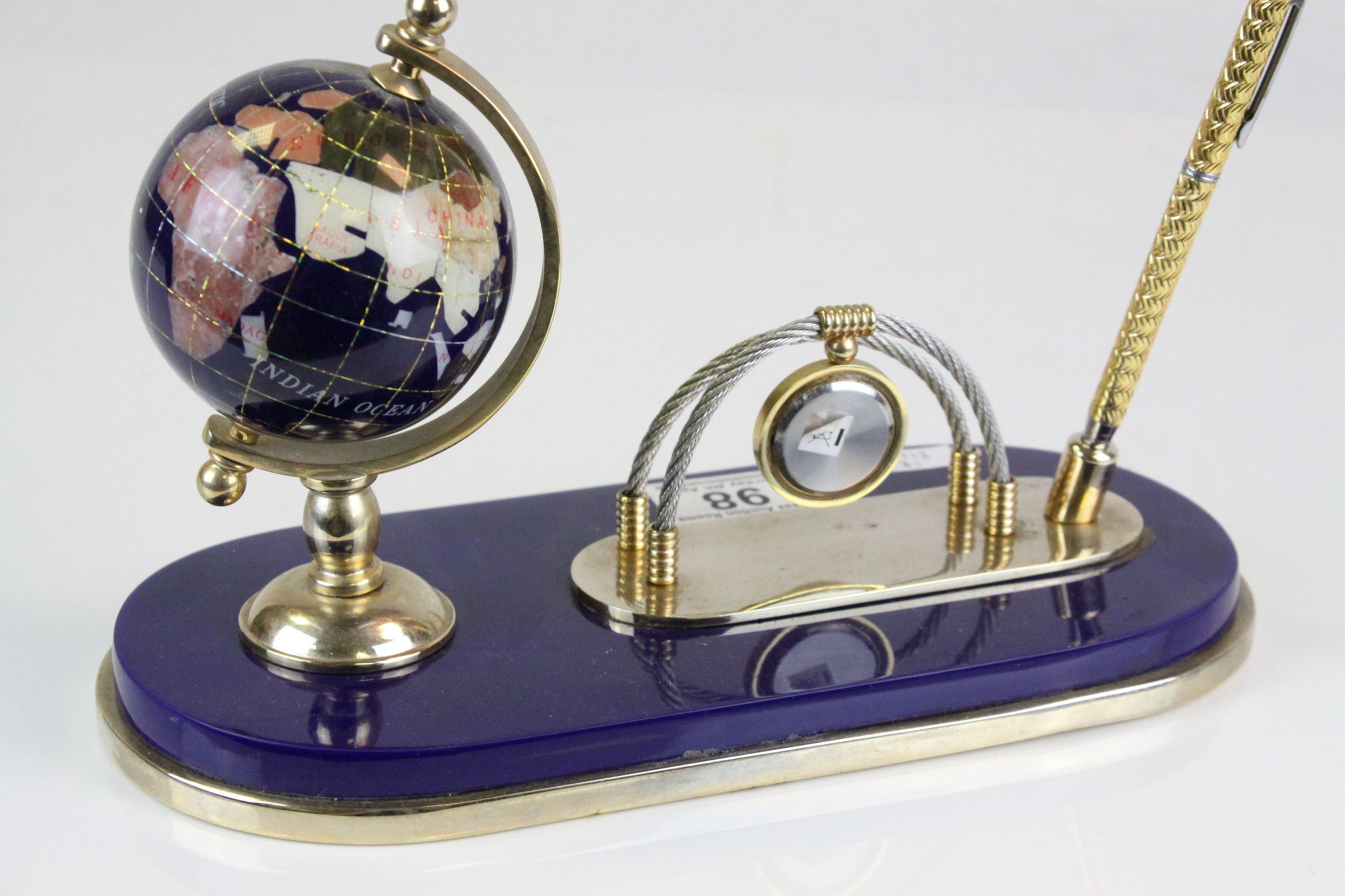 Gem stone globe desk set