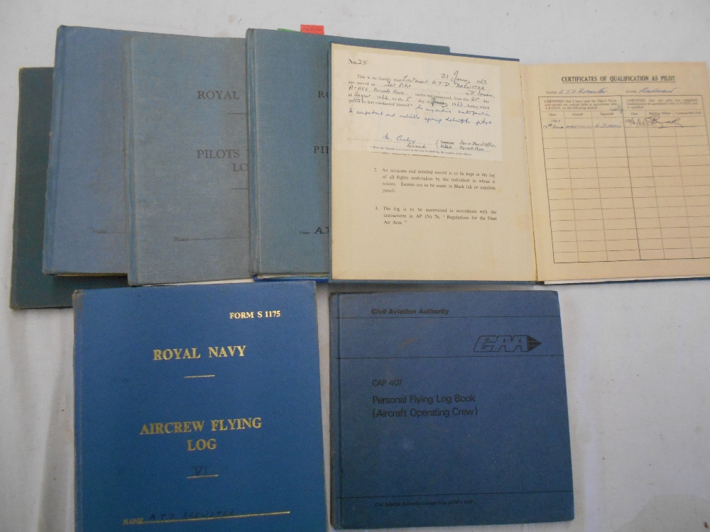 ROYAL NAVY PILOT’S LOG BOOKS 5 log books of Lt. A.T.D. Brewster, R.N ...