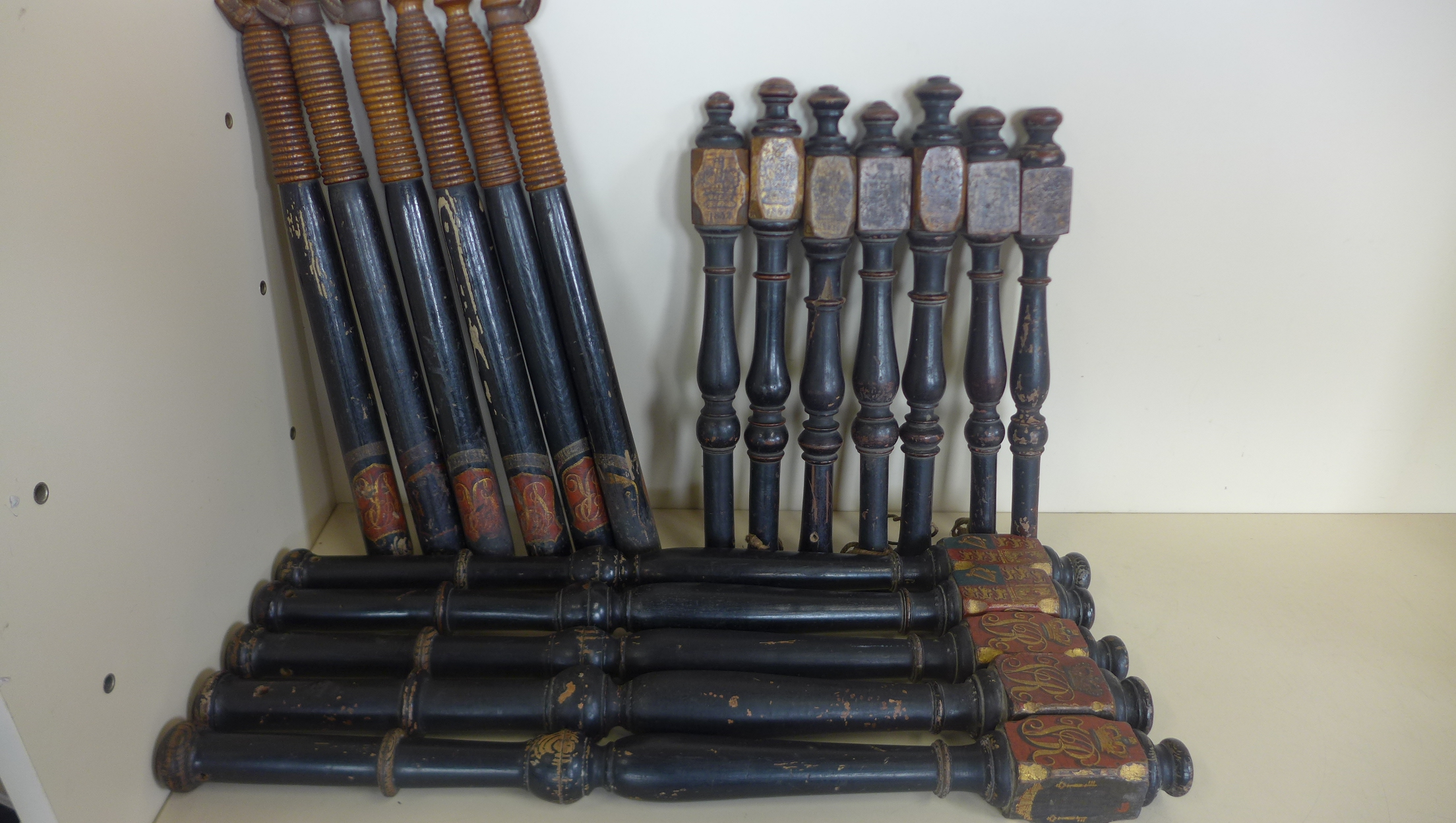 A good collection of Victorian prison batons, tipstaffs and truncheons ...
