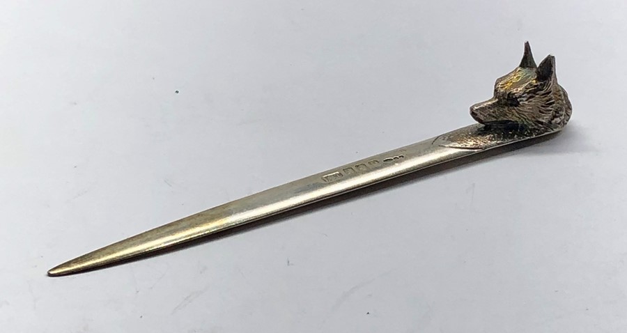 Vintage Irish fox head design letter opener full Irish Silver hallmarks ...