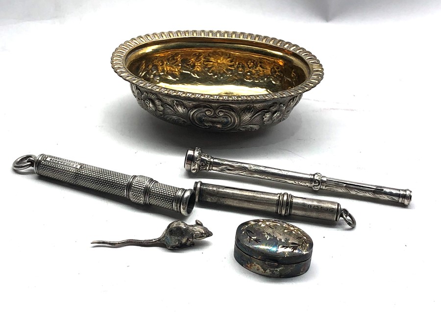 Selection of antique silver items includes Georgian silver bowl silver ...