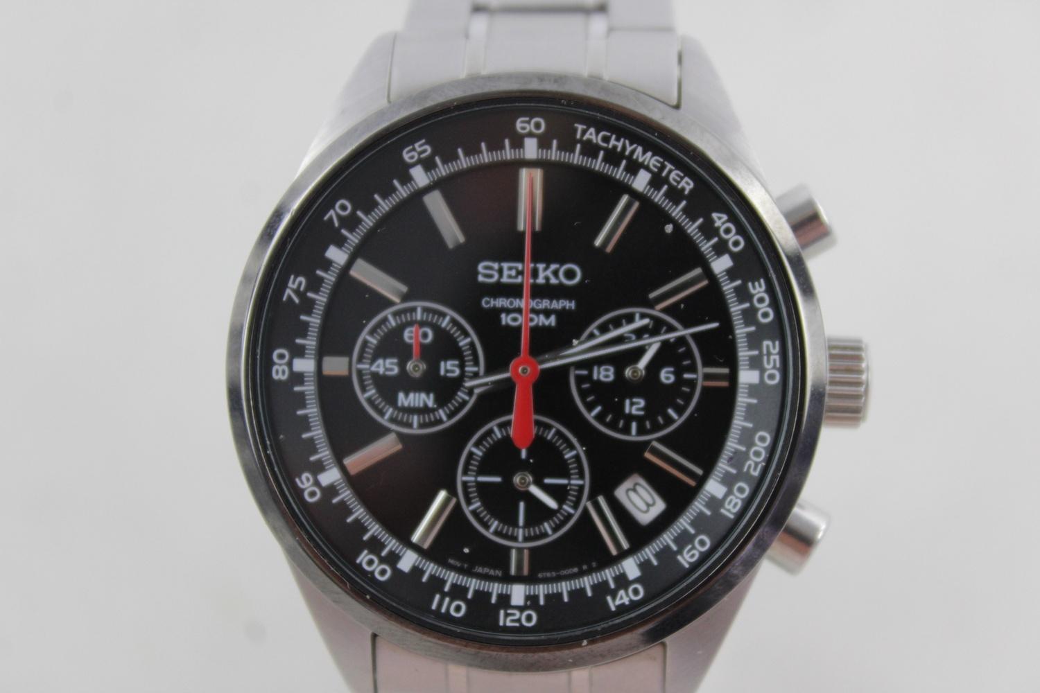 Gents Seiko chronograph 100m wristwatch Quartz working- new battery ...