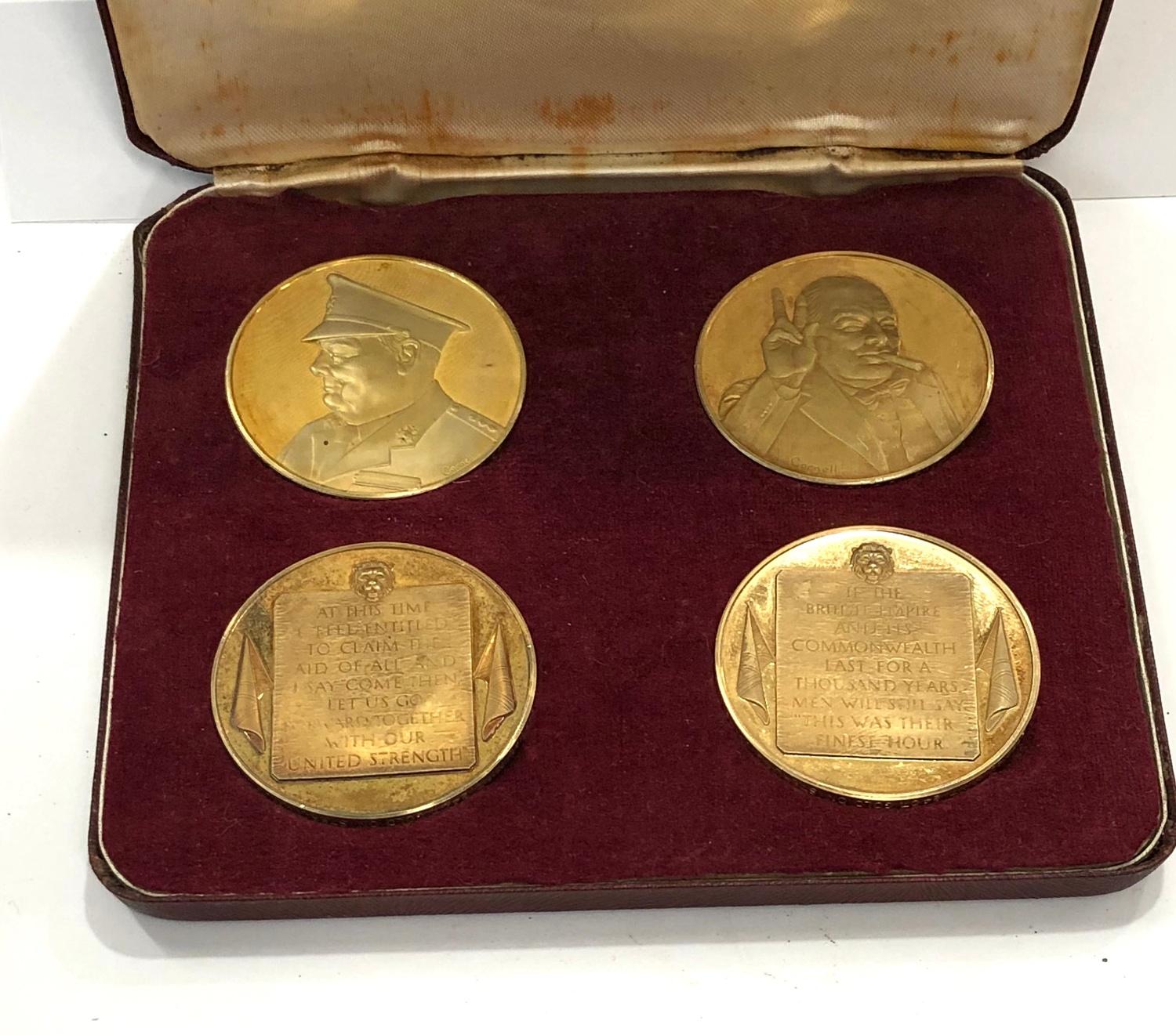 Winston Churchill silver commemorative coin set marked sterling around ...