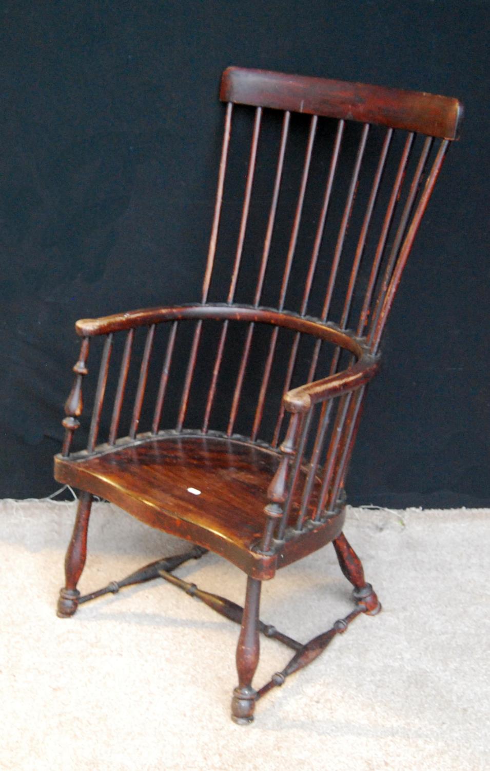 Darvel chair with tablet top rail over comb back, hoop arms, baluster ...