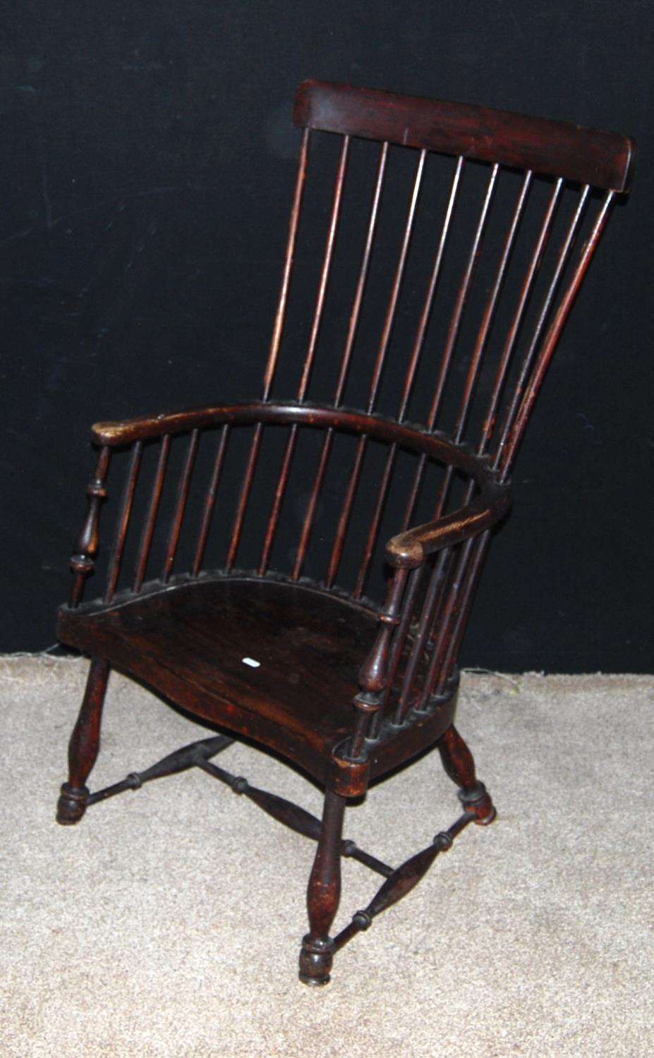 Darvel chair with tablet top rail over comb back, hoop arms, baluster ...