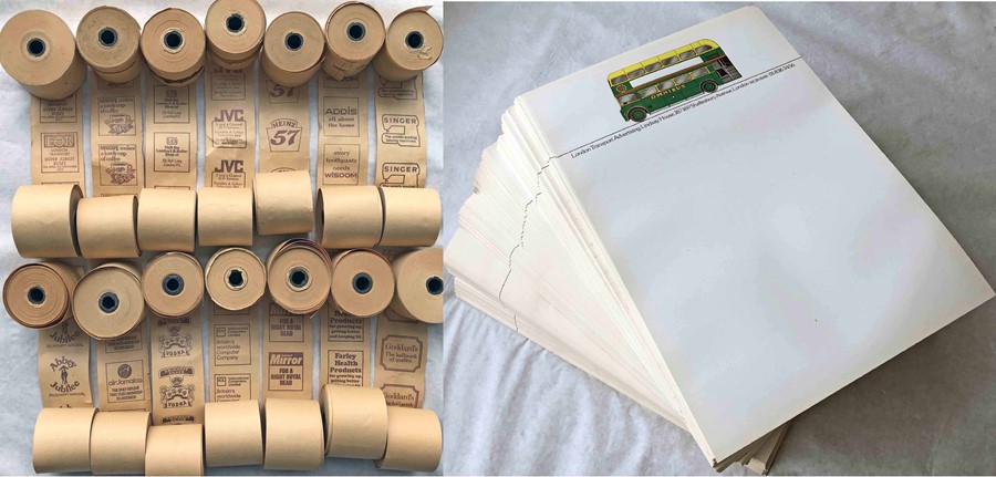 Quantity (24) of 1977 London Transport GIBSON TICKET ROLLS produced for ...
