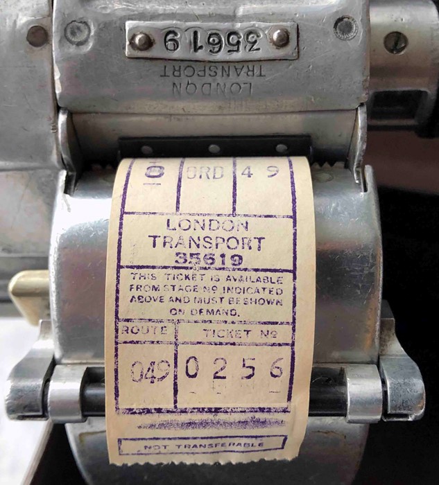 London Transport A14 GIBSON TICKET MACHINE, s/n 35619. A decimal fares ...