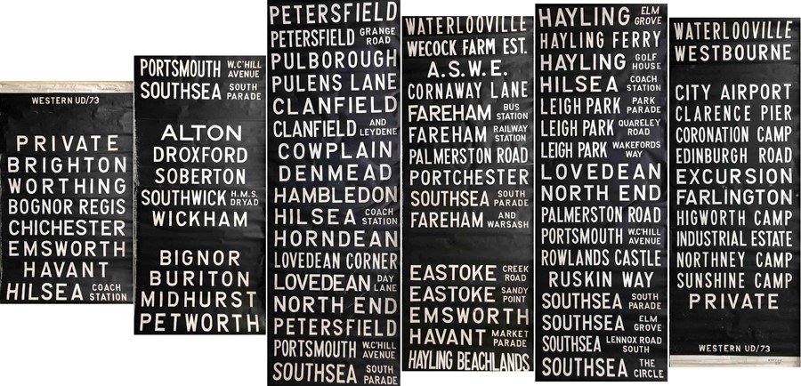 Southdown Motor Services DESTINATION BLIND marked 'Western UD/73'. A ...