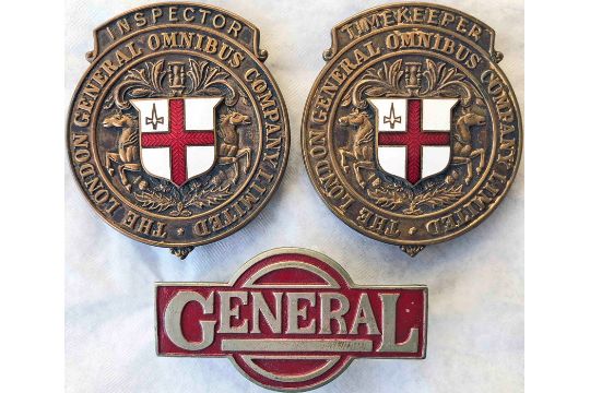 Pair of c1890s London General Omnibus Company Limited CAP BADGES from ...