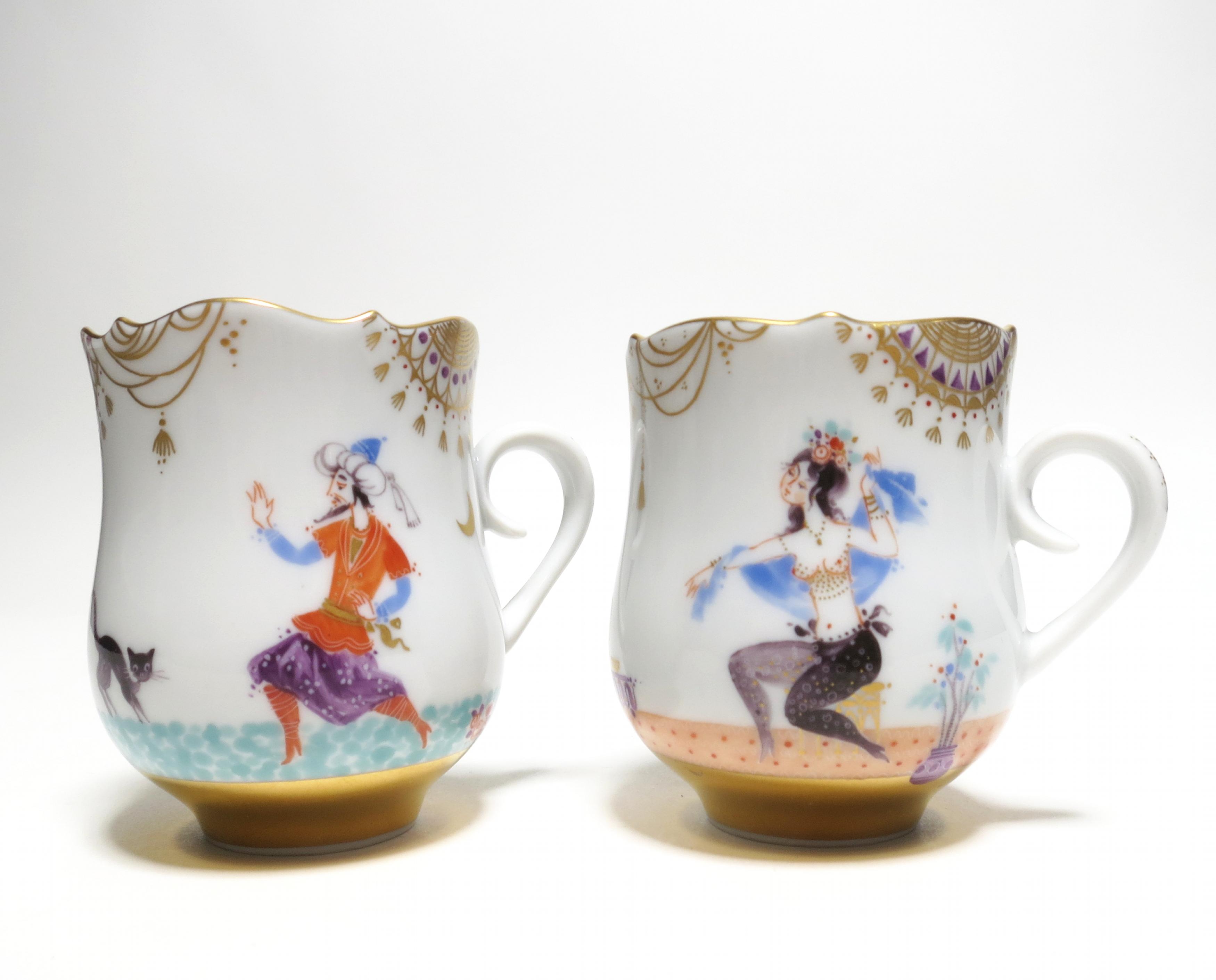 PORCELAIN MOCHA SET "ARABIAN NIGHTS" FOR SIX PERSONS. Meissen. Maker ...