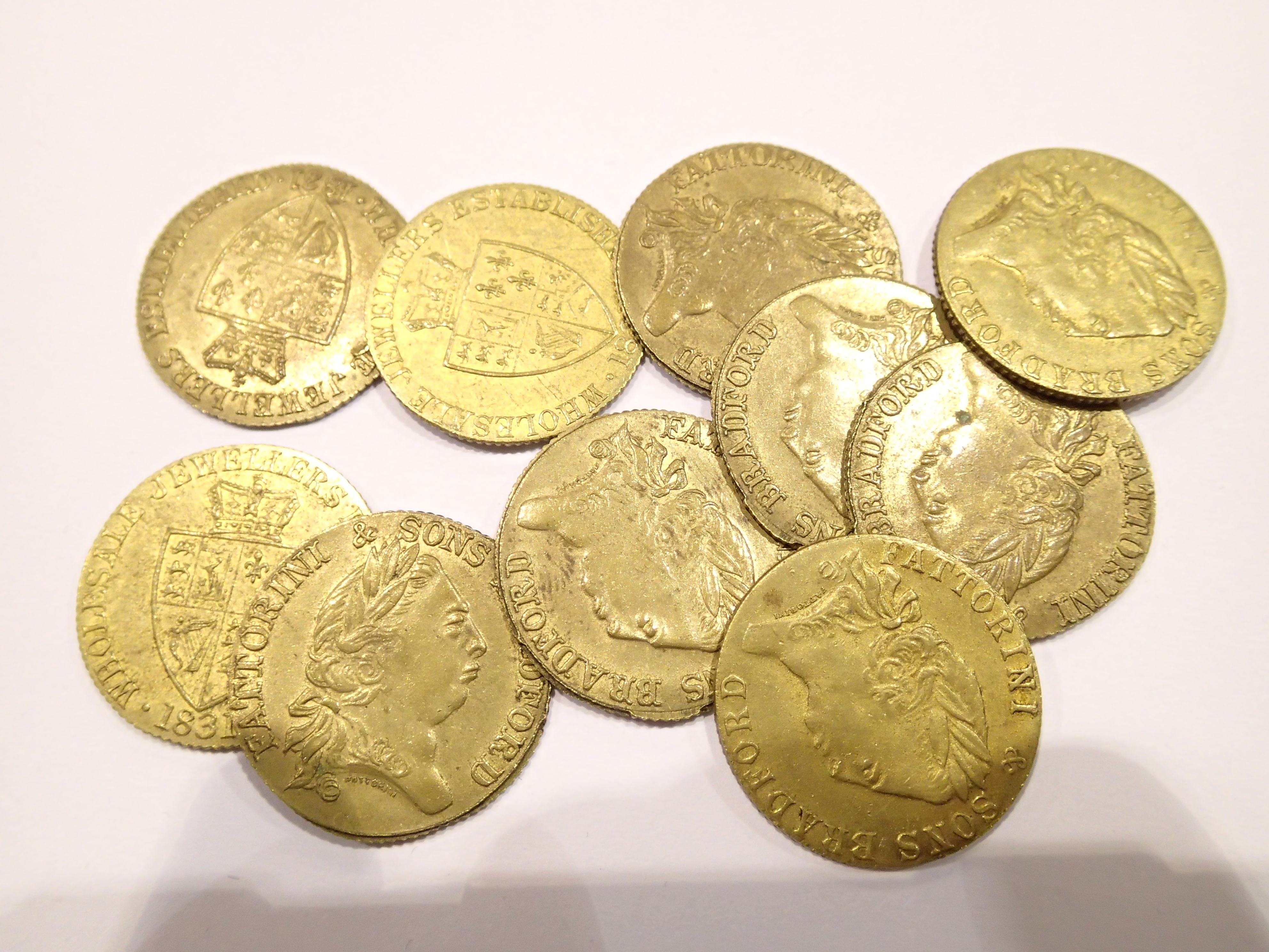 Ten Georgian Guinea tokens 1831 by Fattorini & Sons