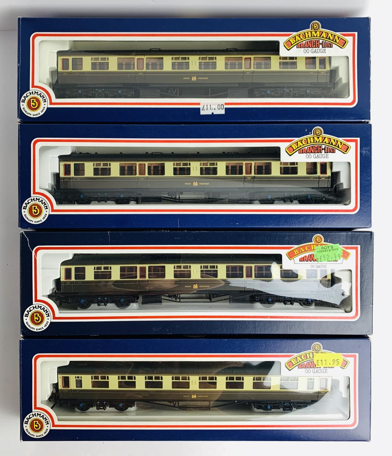 4x Bachmann Collett GWR Chocolate / Cream Passenger Coaches - Boxed ...