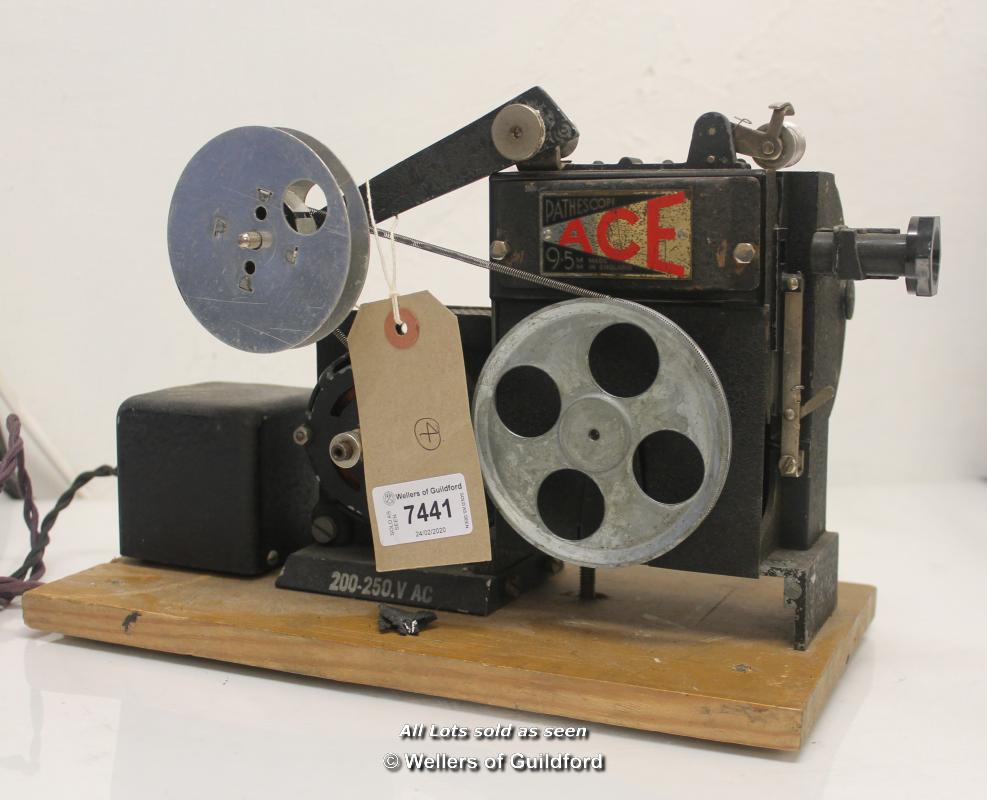 A Pathescope Ace 9.5mm cine film projector.