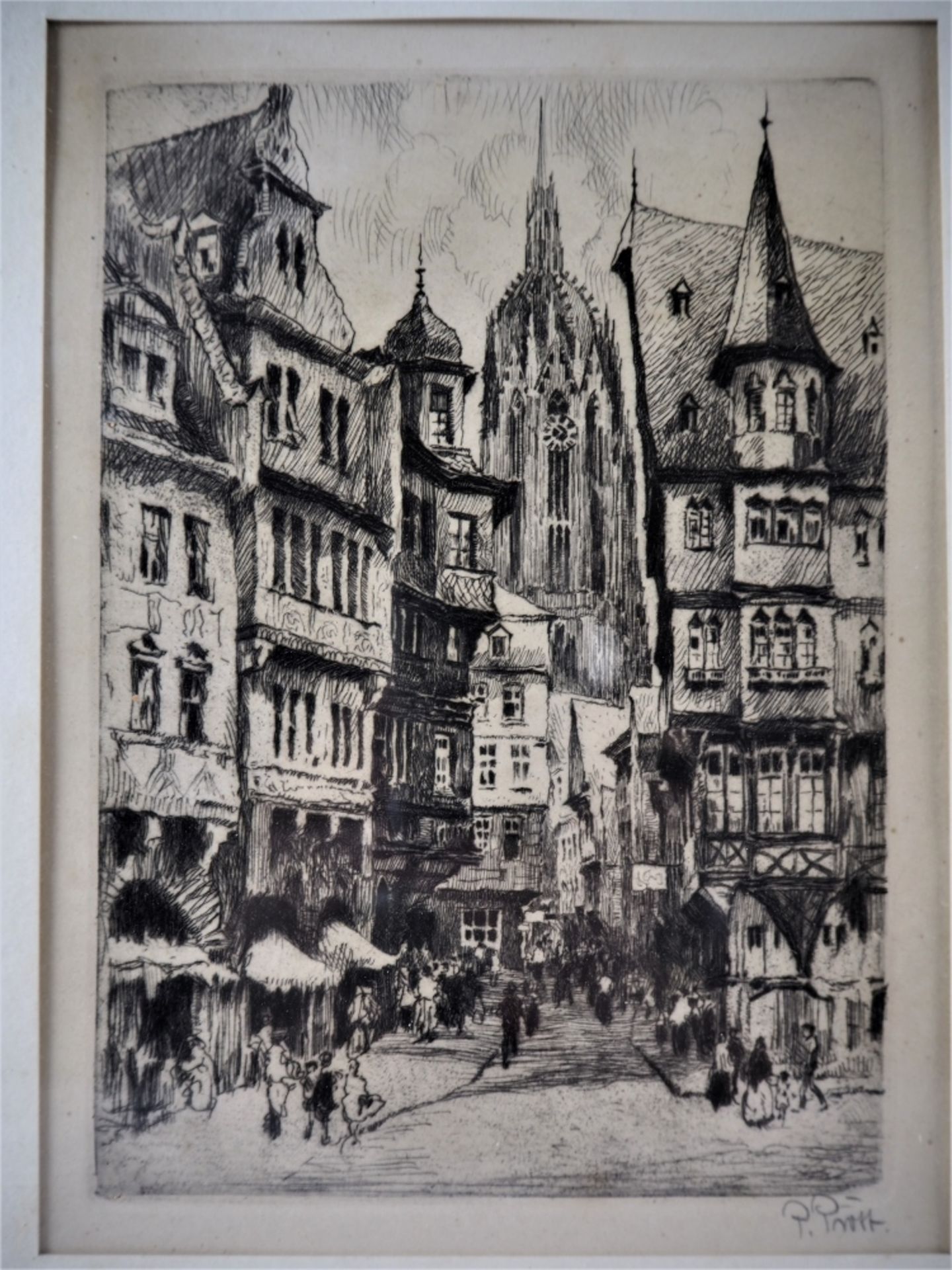 Paul Prött (1880-1945): 1 Paar Radierungen jeweils belebte Staßenszene ...