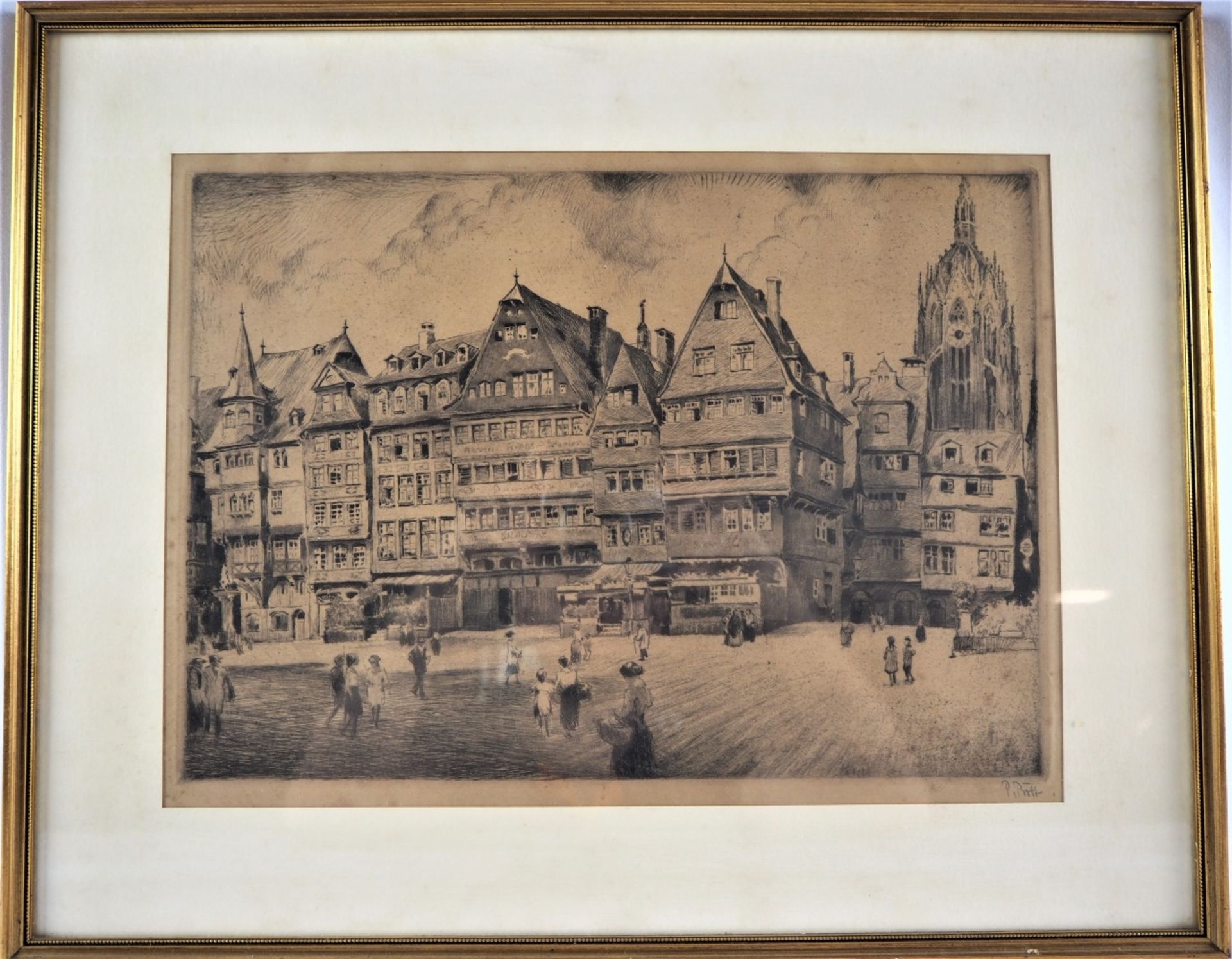 Paul Prött (1880-1945) Radierungbelebte Straßenszene, Signatur unten ...