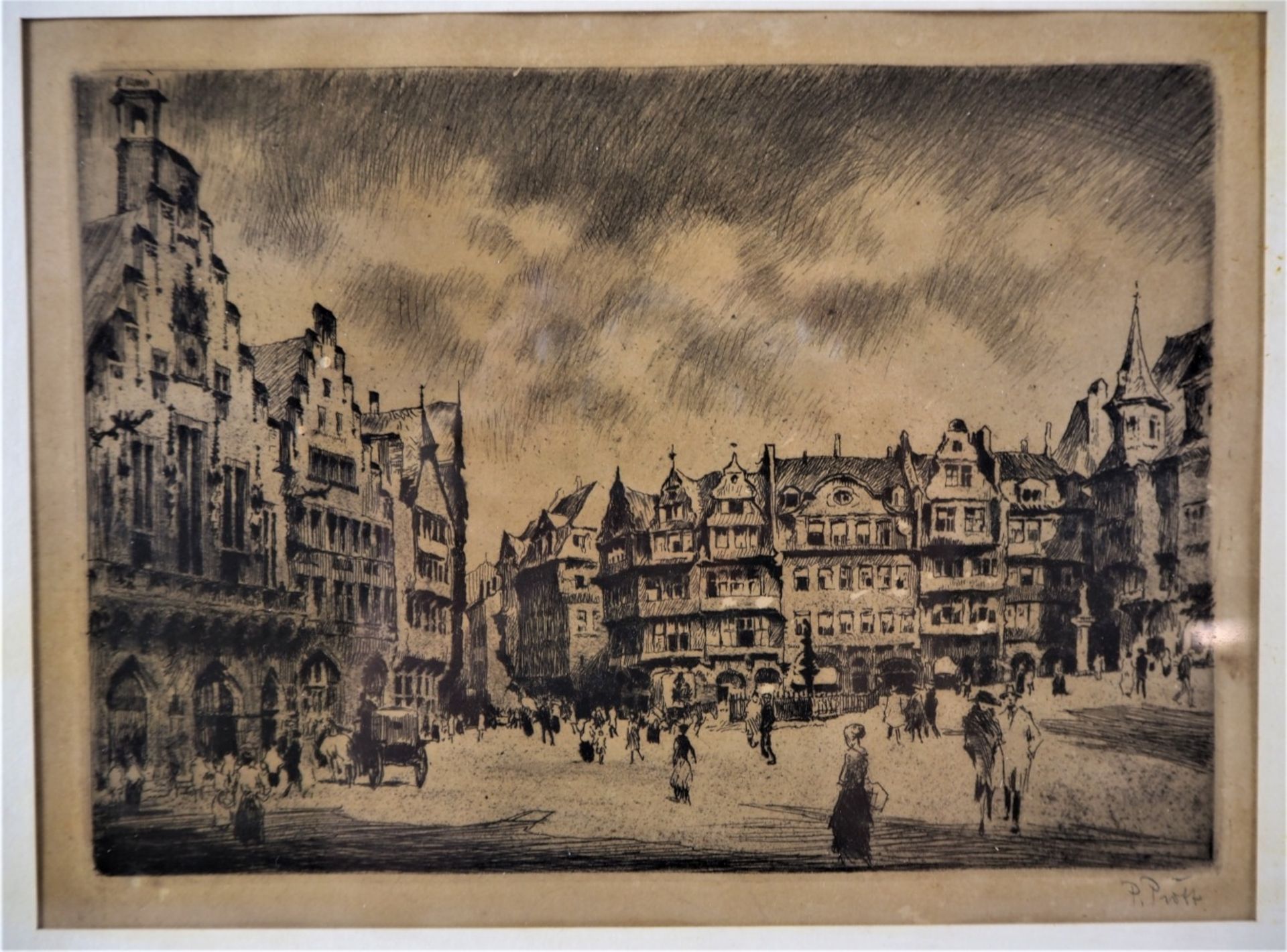 Paul Prött (1880-1945): 1 Paar Radierungen jeweils belebte Staßenszene ...