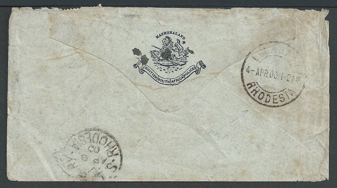Boer War - Rhodesia / Bechuanaland 1900 (Apr.2) Cover with "Mashonaland ...