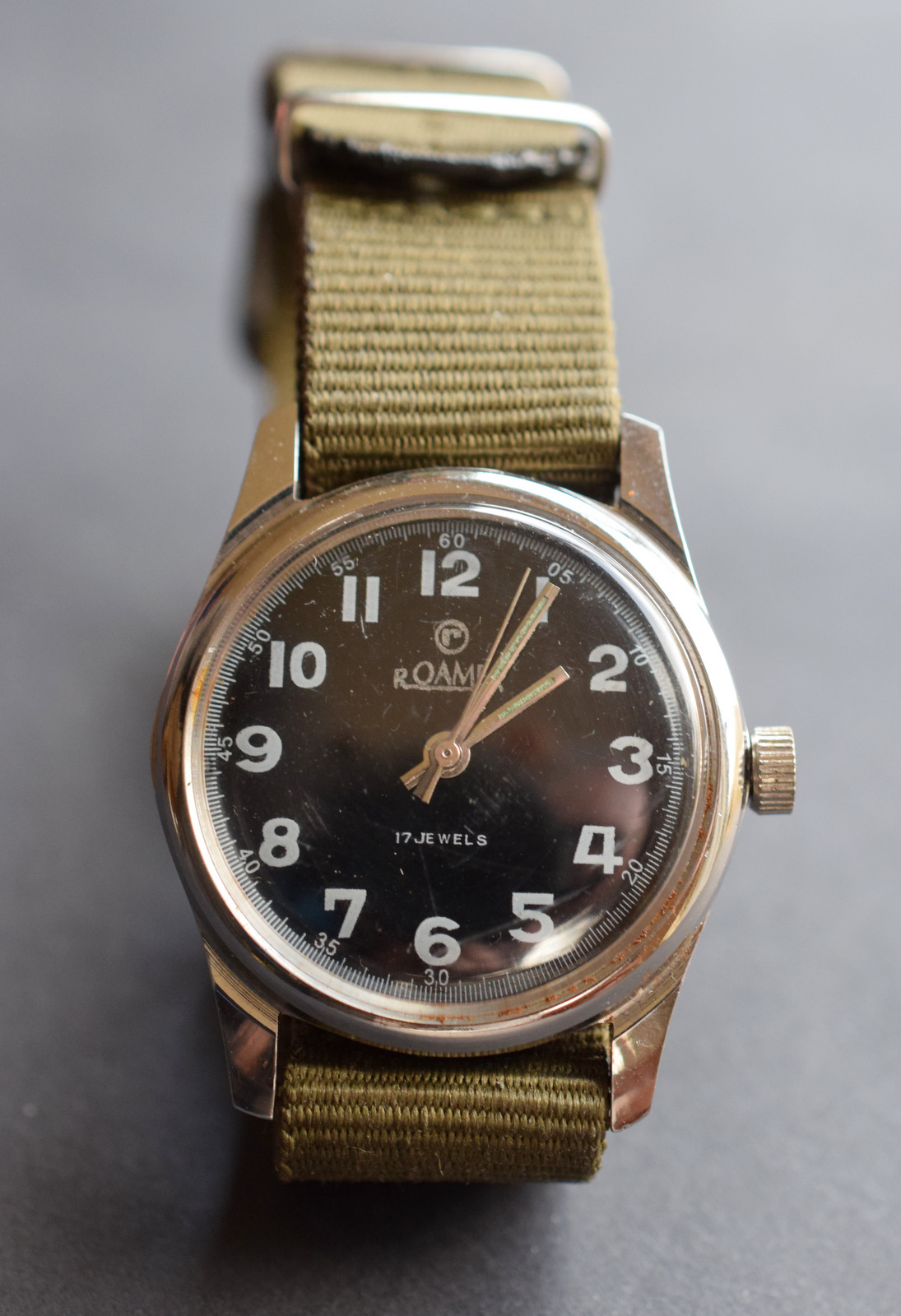 Roamer Military Style Black Dial Manual Wind Watch Roamer military ...