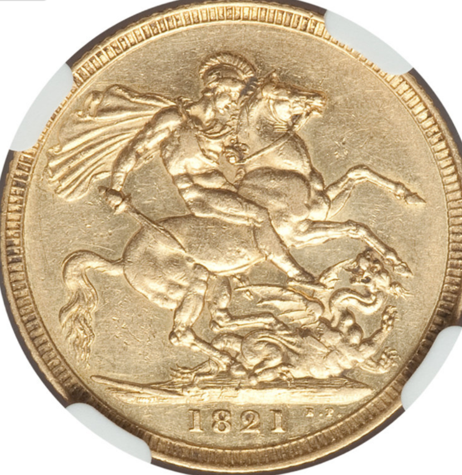 1821 Great Britain - George IV Gold Sovereign - AU55 George IV gold ...