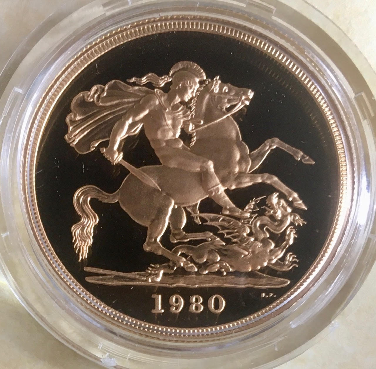 1980 Gold Proof Quintuple Sovereign £5 Coin 1980 Gold Proof Quintuple ...