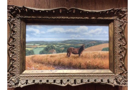 Original Signed Oil painting by David Morgan Horse within Farm Land ...