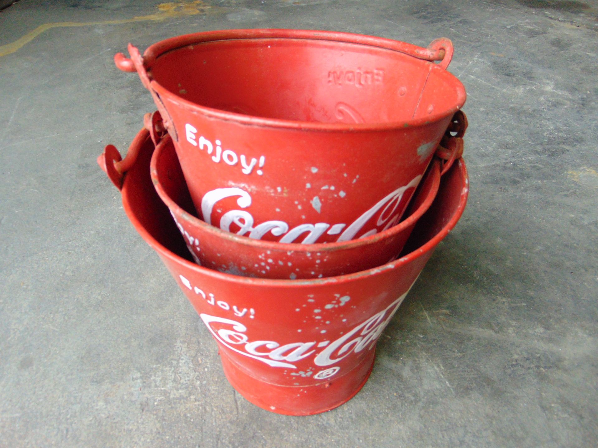 You are bidding on 3 x Coca Cola Reproduction Ice Buckets. Sold as seen ...