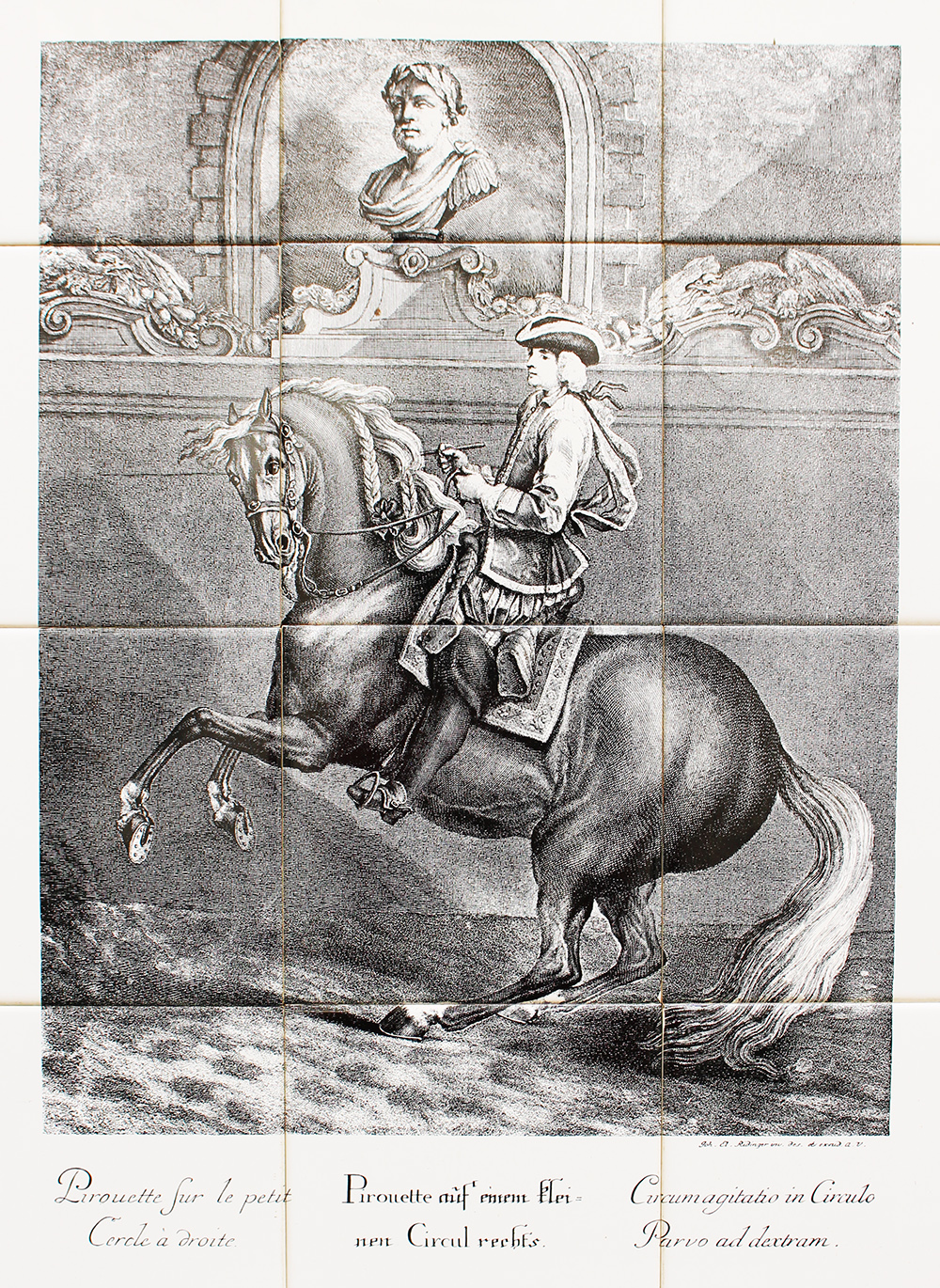 Johann Elias Ridinger ( 1698-1767 )-after, 12 ceramic plates with horse ...