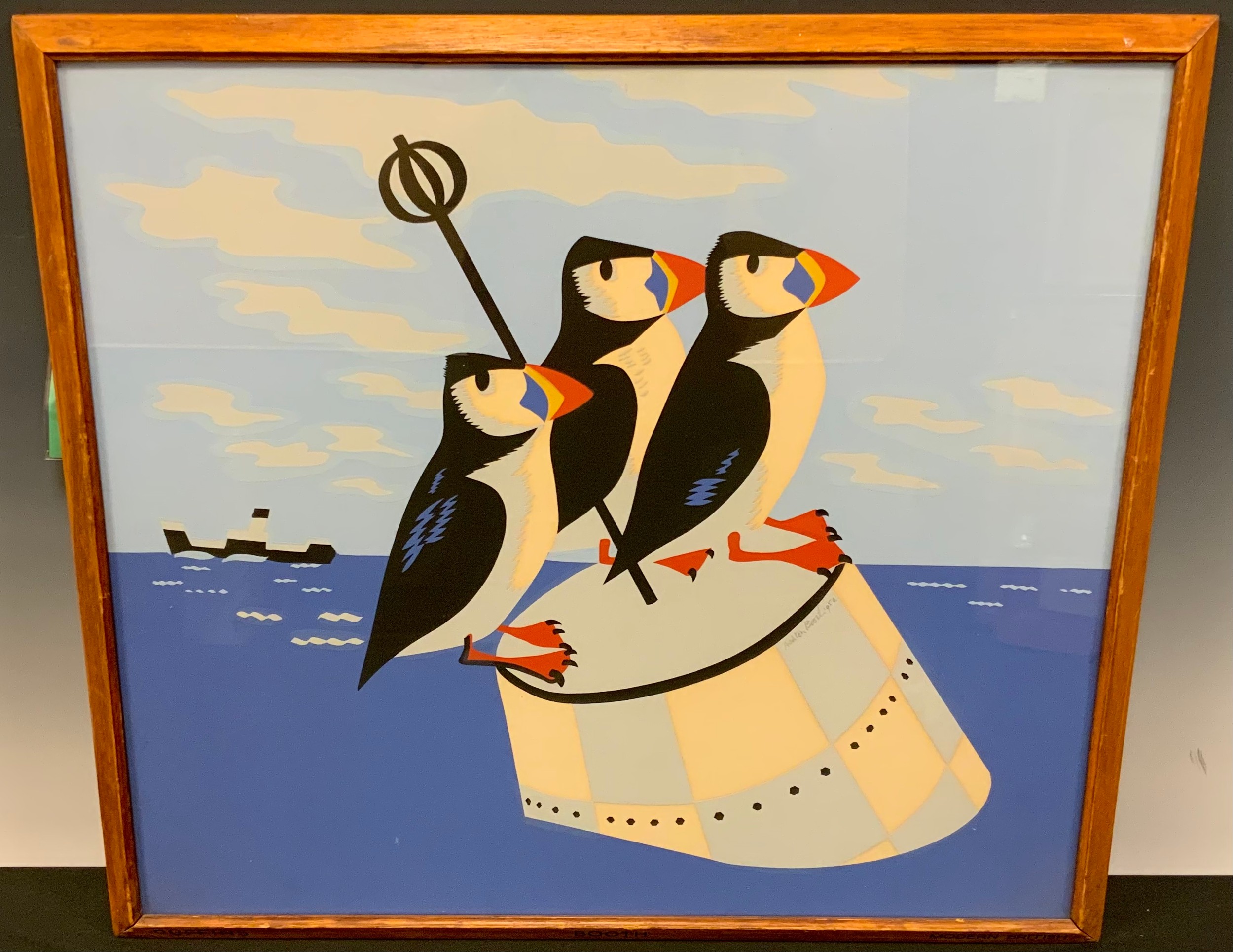 Ashton Booth, by and after, 'Puffins on a Bouy', signed and dated 1950 ...