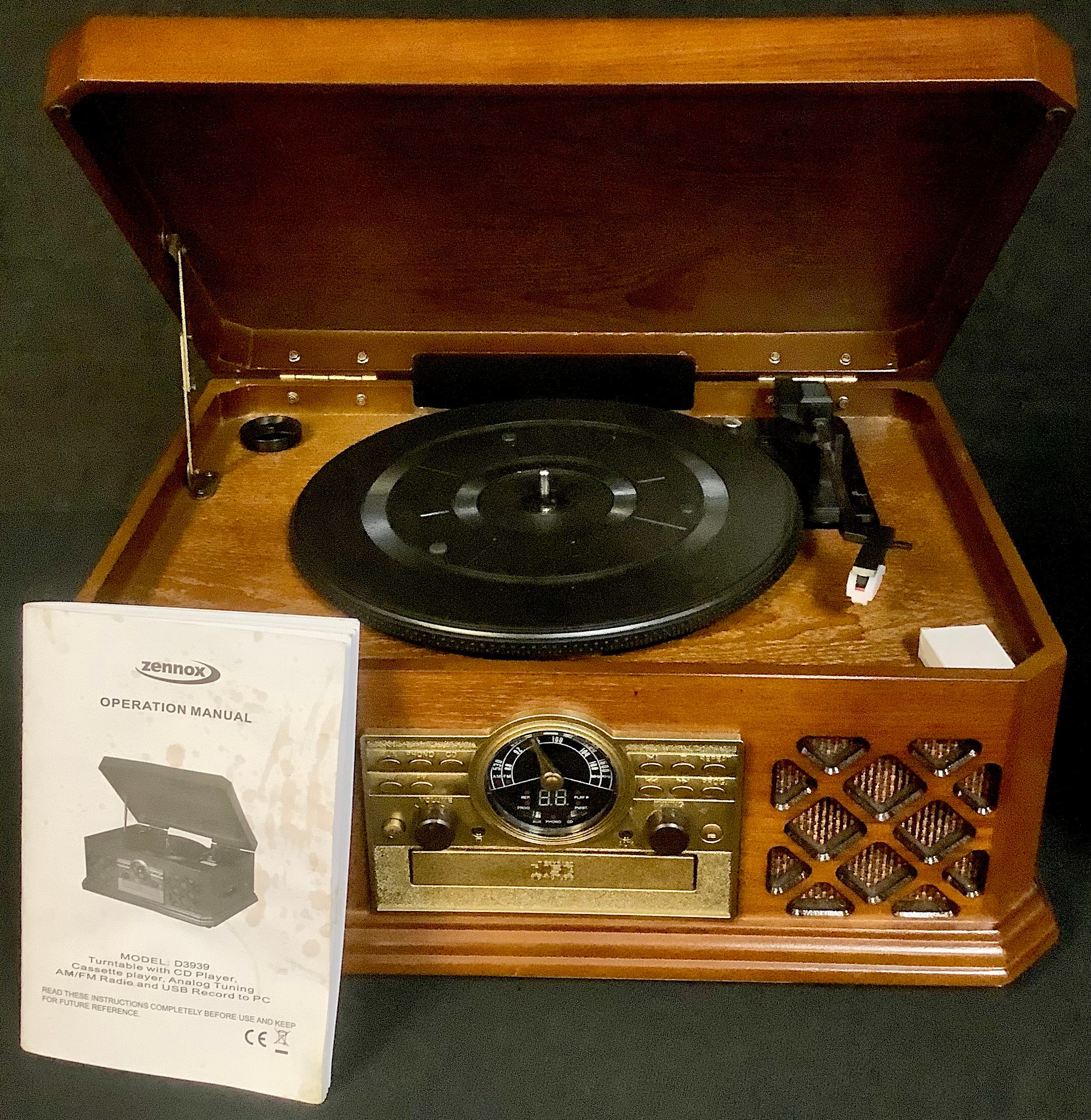 A Zennox vintage style music centre comprising turntable, CD player ...