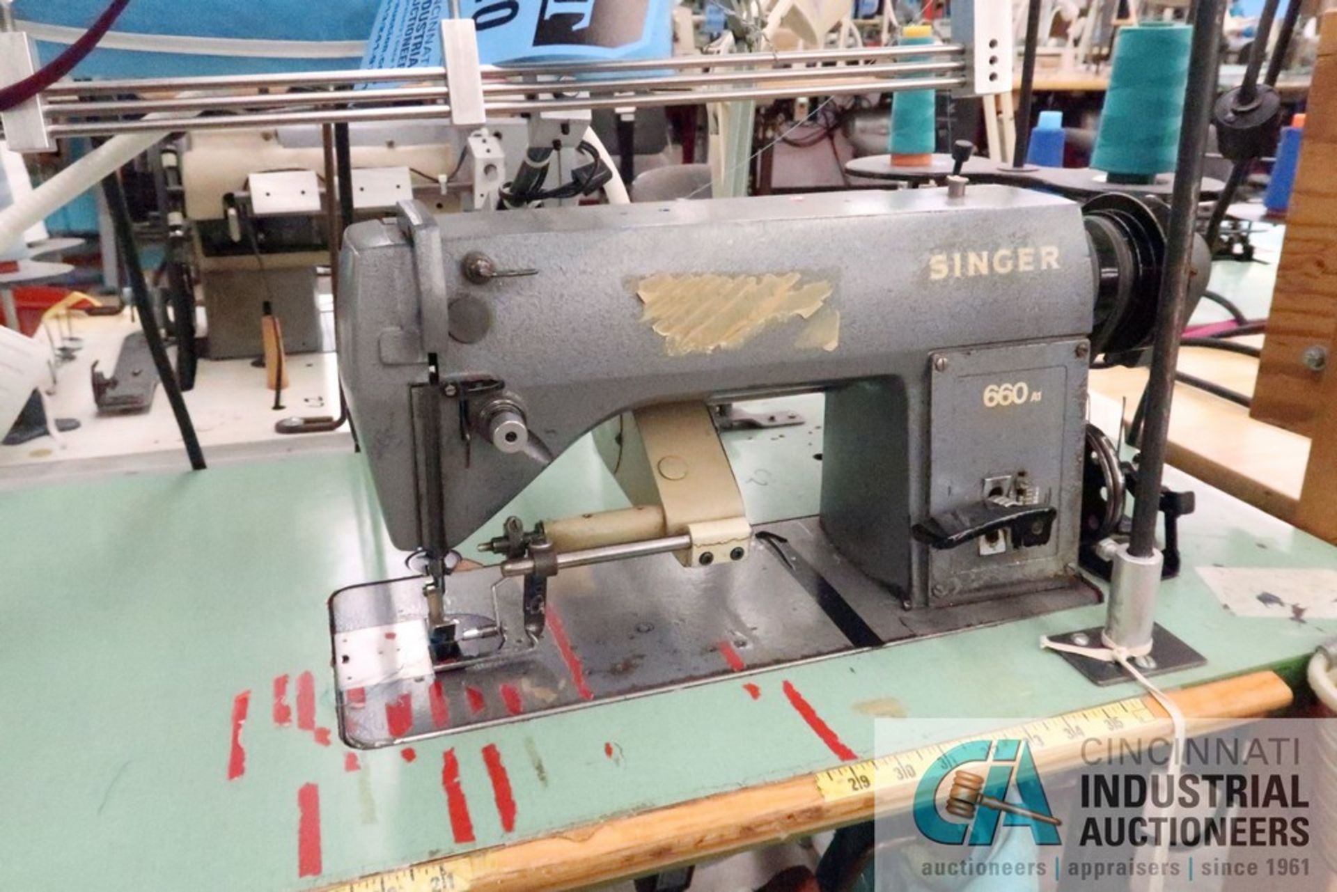 SINGER MODEL 660A1 SINGLE NEEDLE GATHERING SEWING MACHINE; S/N 340064 ...