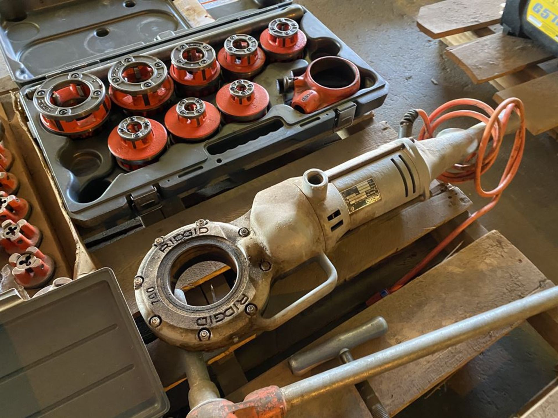 Pallet of RIDGID 700 Hand Held Pipe Threader, Dies, and Cutters ...